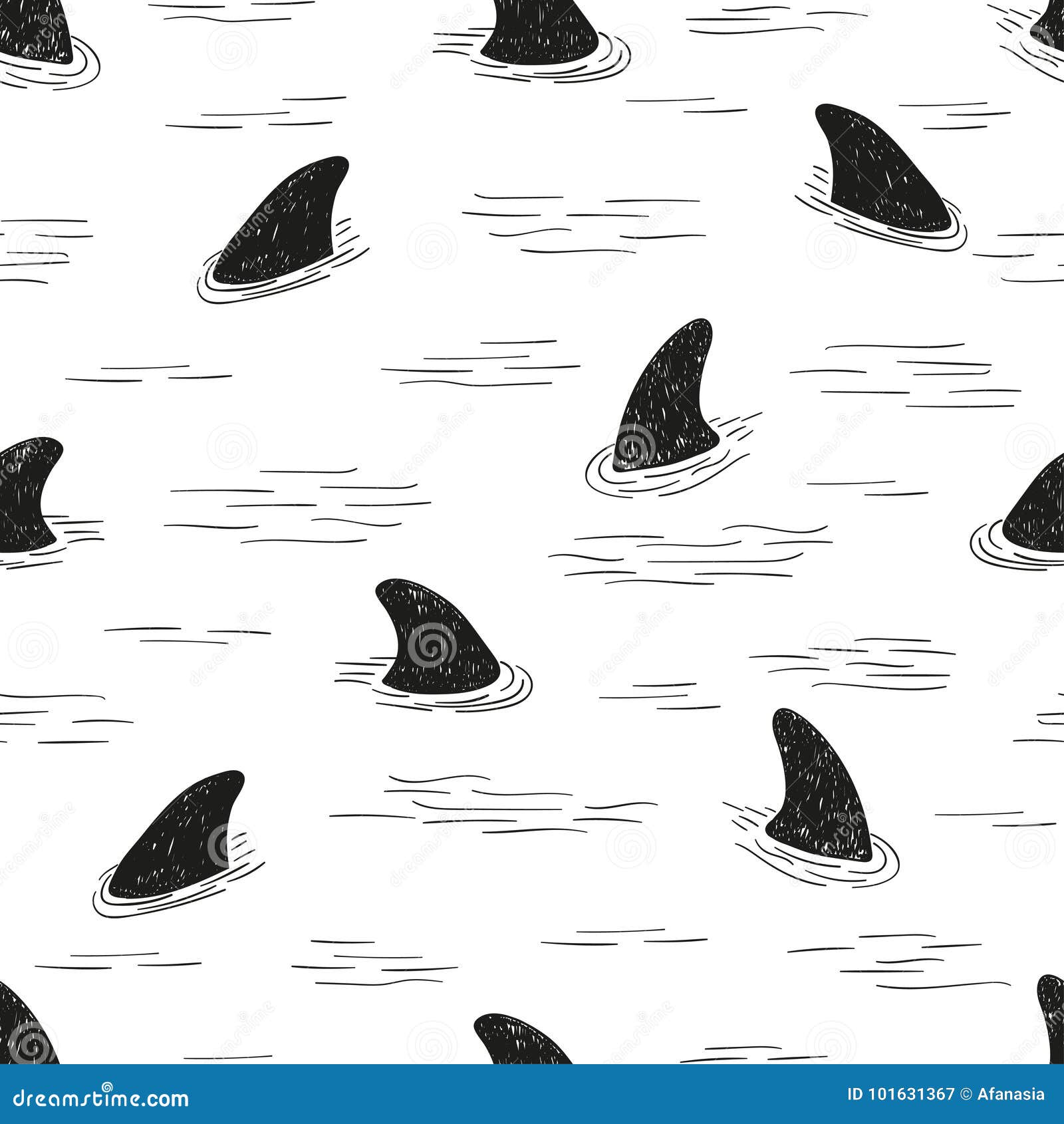 Seamless Shark Fin Pattern. Stock Vector - Illustration of surface ...