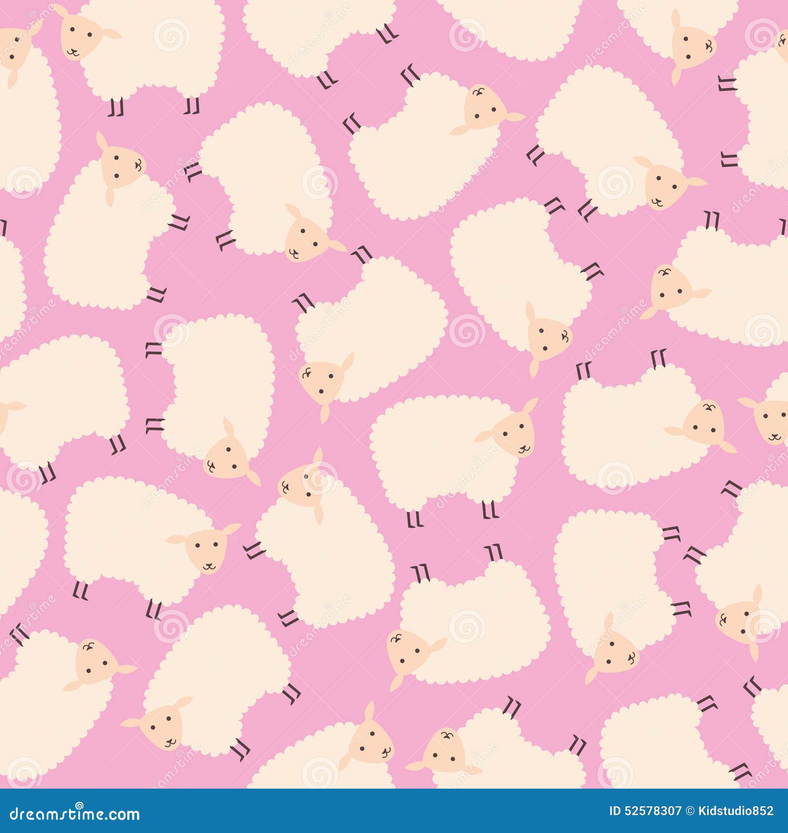 Seamless Sheep Cartoon Pattern Stock Vector - Illustration of little ...