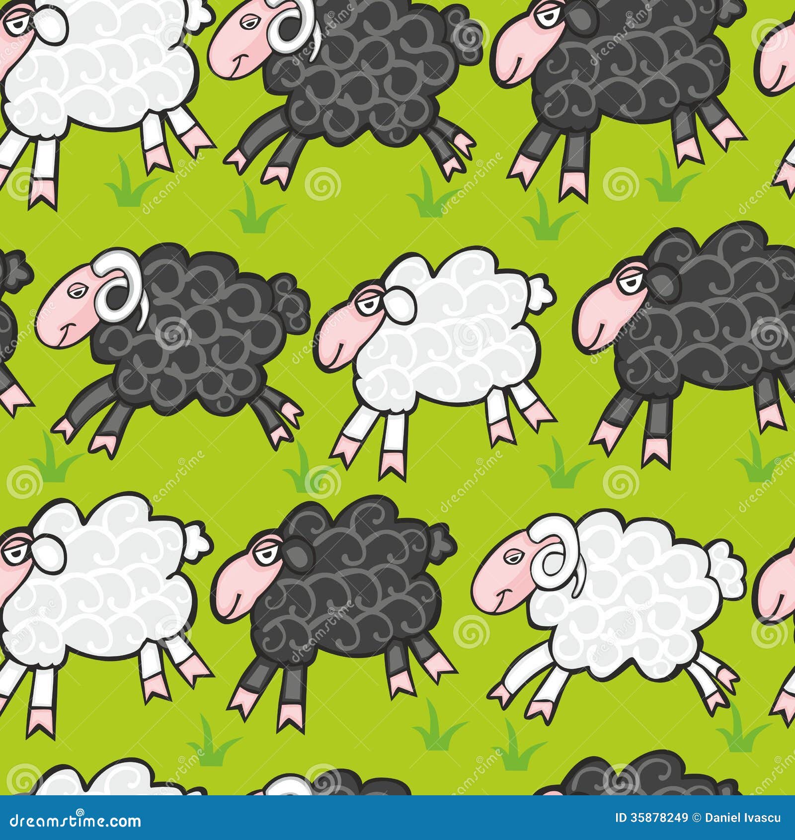 Seamless Sheep Pattern Cartoon Vector | CartoonDealer.com #59813195
