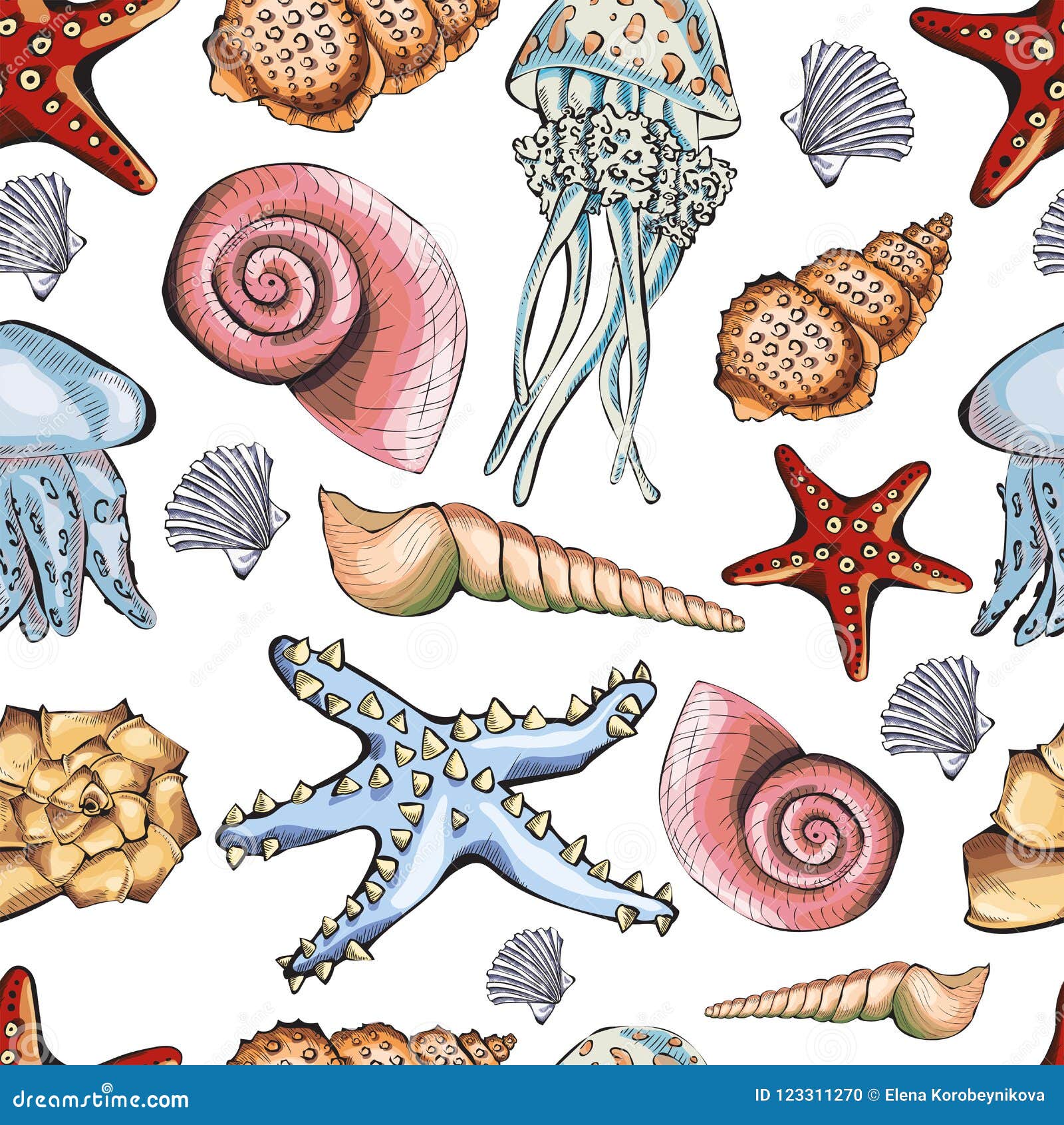 Seamless shell pattern stock illustration. Illustration of life - 123311270