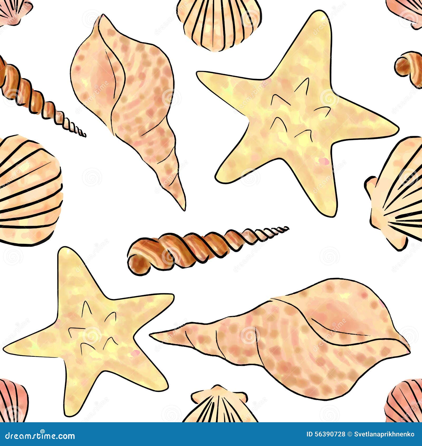 Seamless shells stock vector. Illustration of ocean, seashore - 56390728