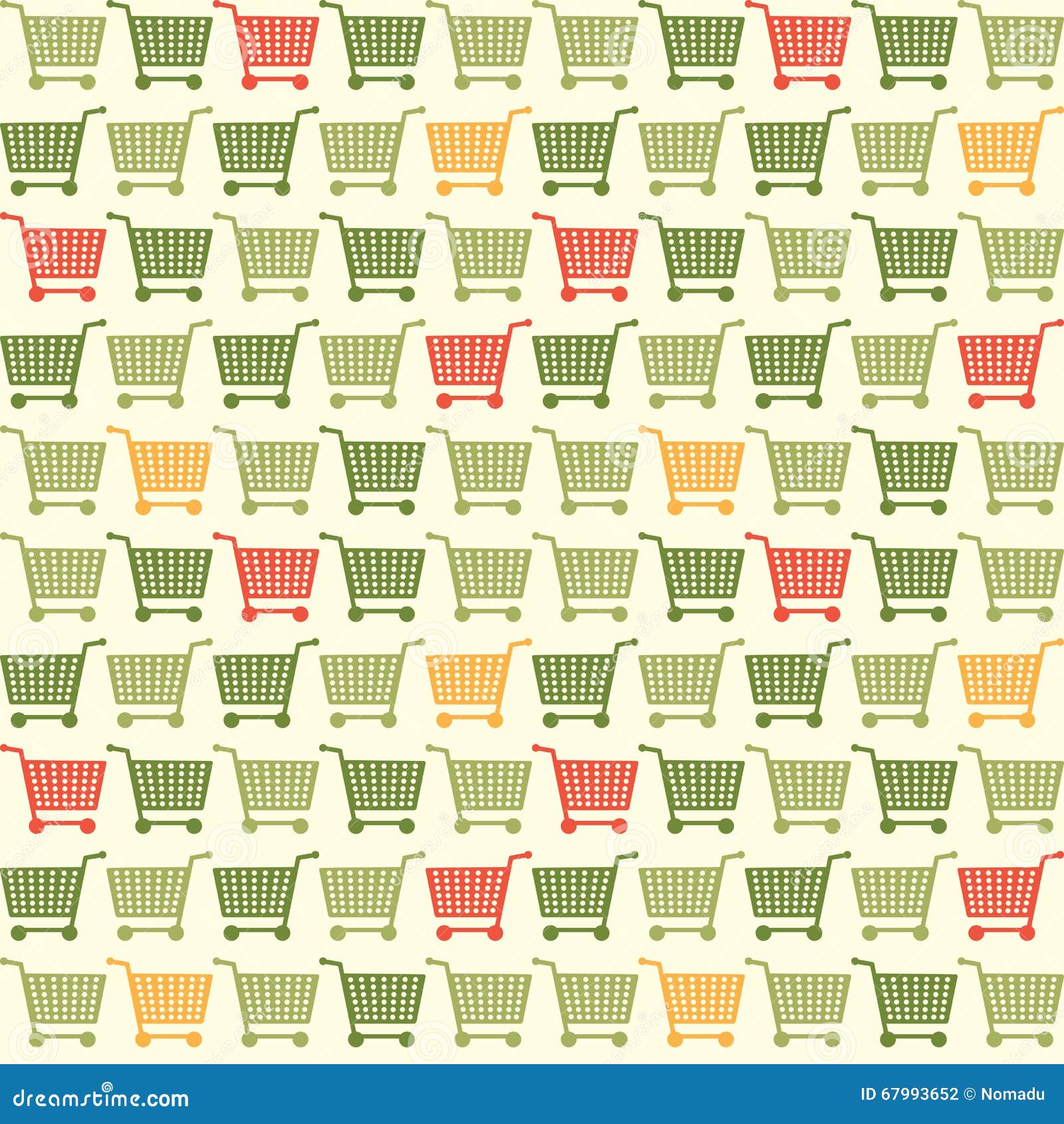 Seamless Shopping Cart Colored Pattern Stock Vector - Illustration of ...