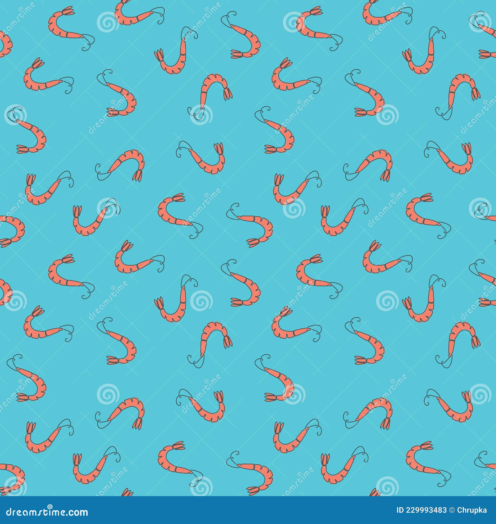 Seamless shrimp pattern stock vector. Illustration of pattern - 229993483