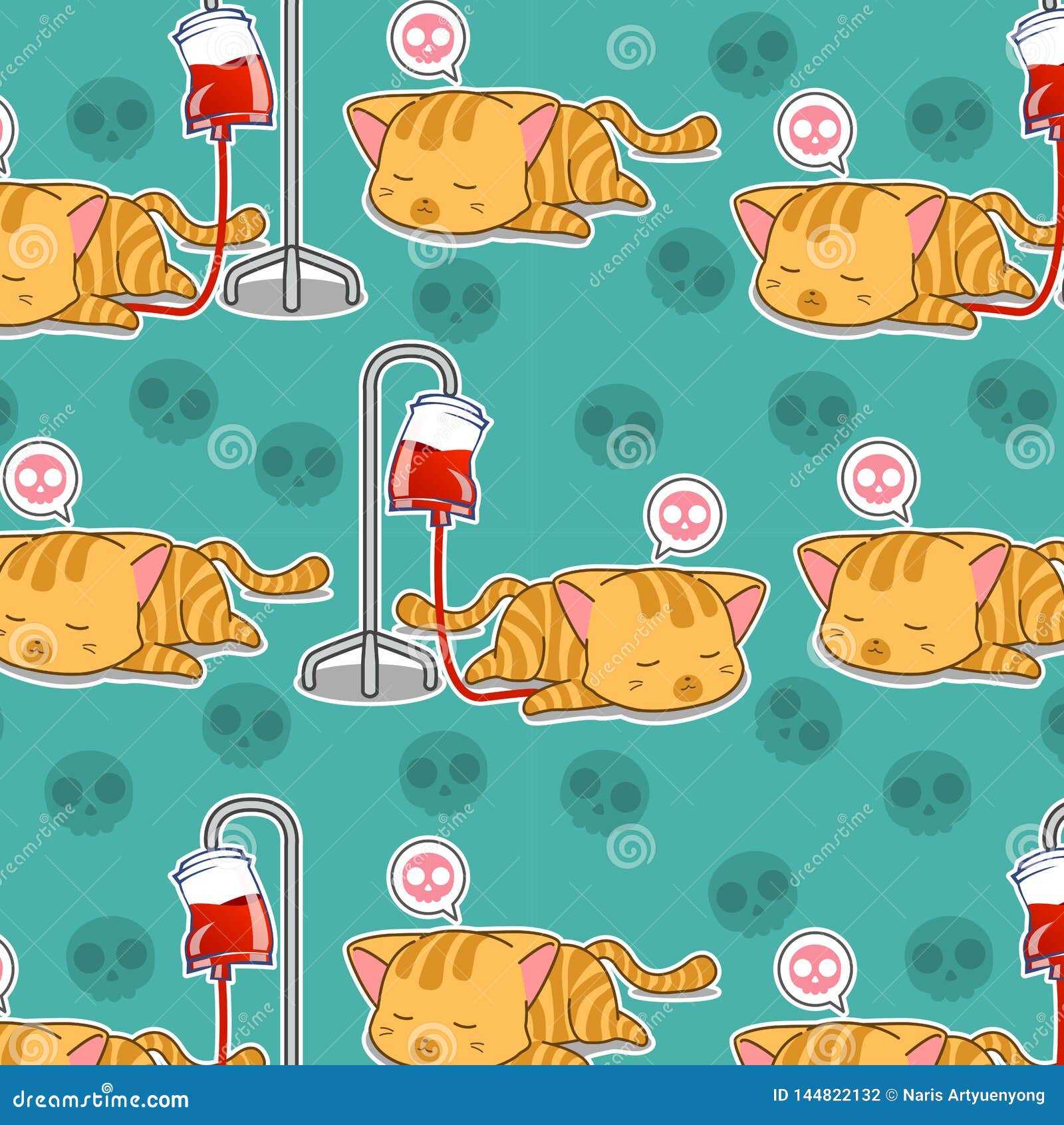 Seamless sick cat pattern. stock vector. Illustration of isolated ...