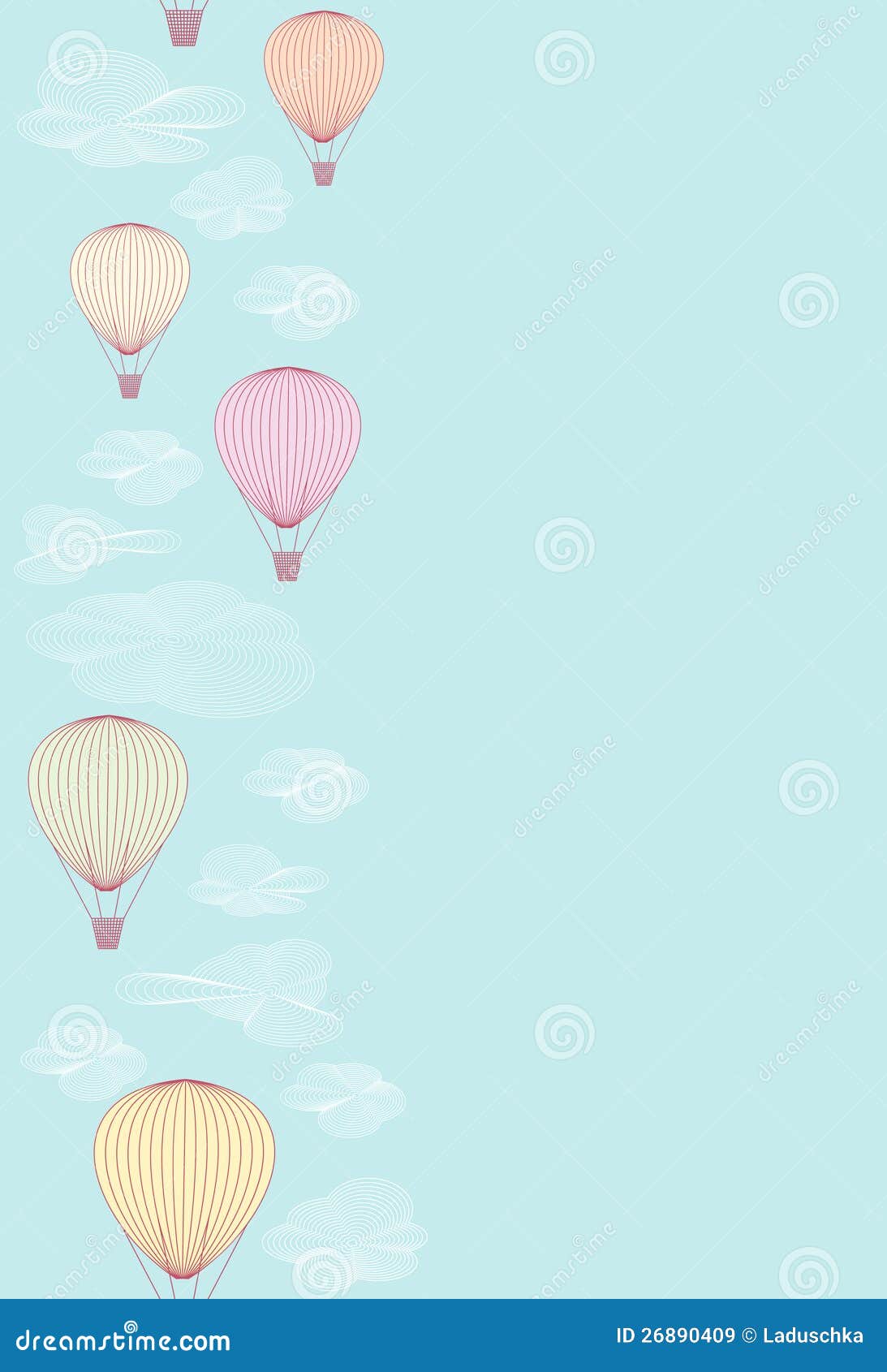 Seamless Side Border Made Of Balloons Flying In Th Cartoon Vector ...