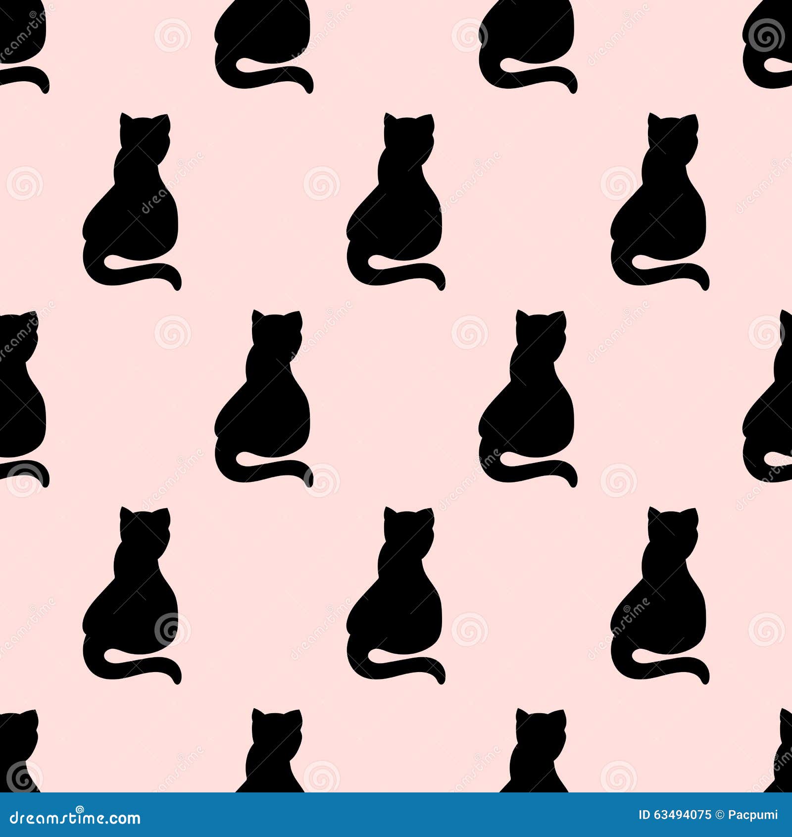 Seamless Silhouette Cat Pattern Stock Vector - Illustration of fabric ...