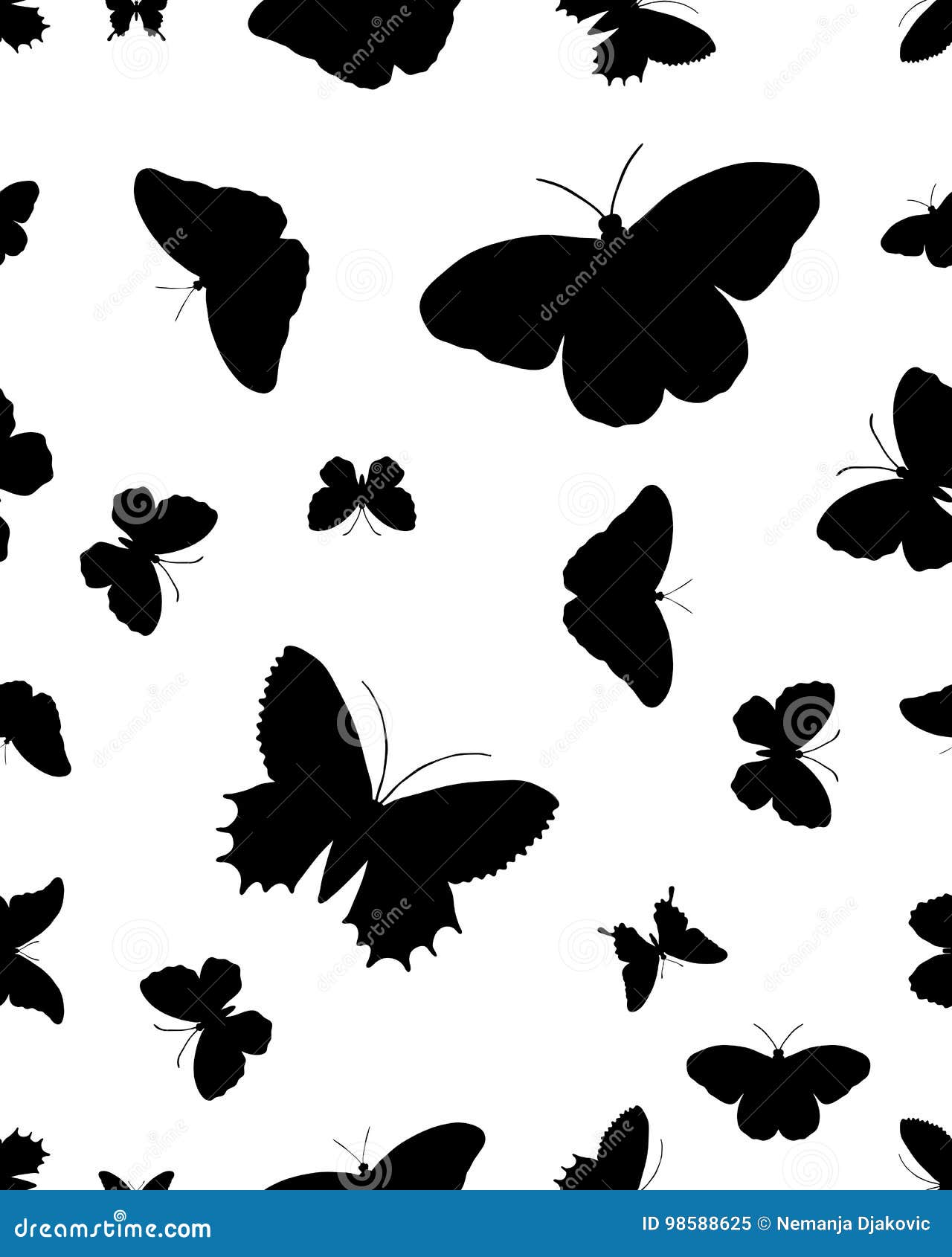 Seamless Silhouettes of Butterflies Stock Illustration - Illustration ...