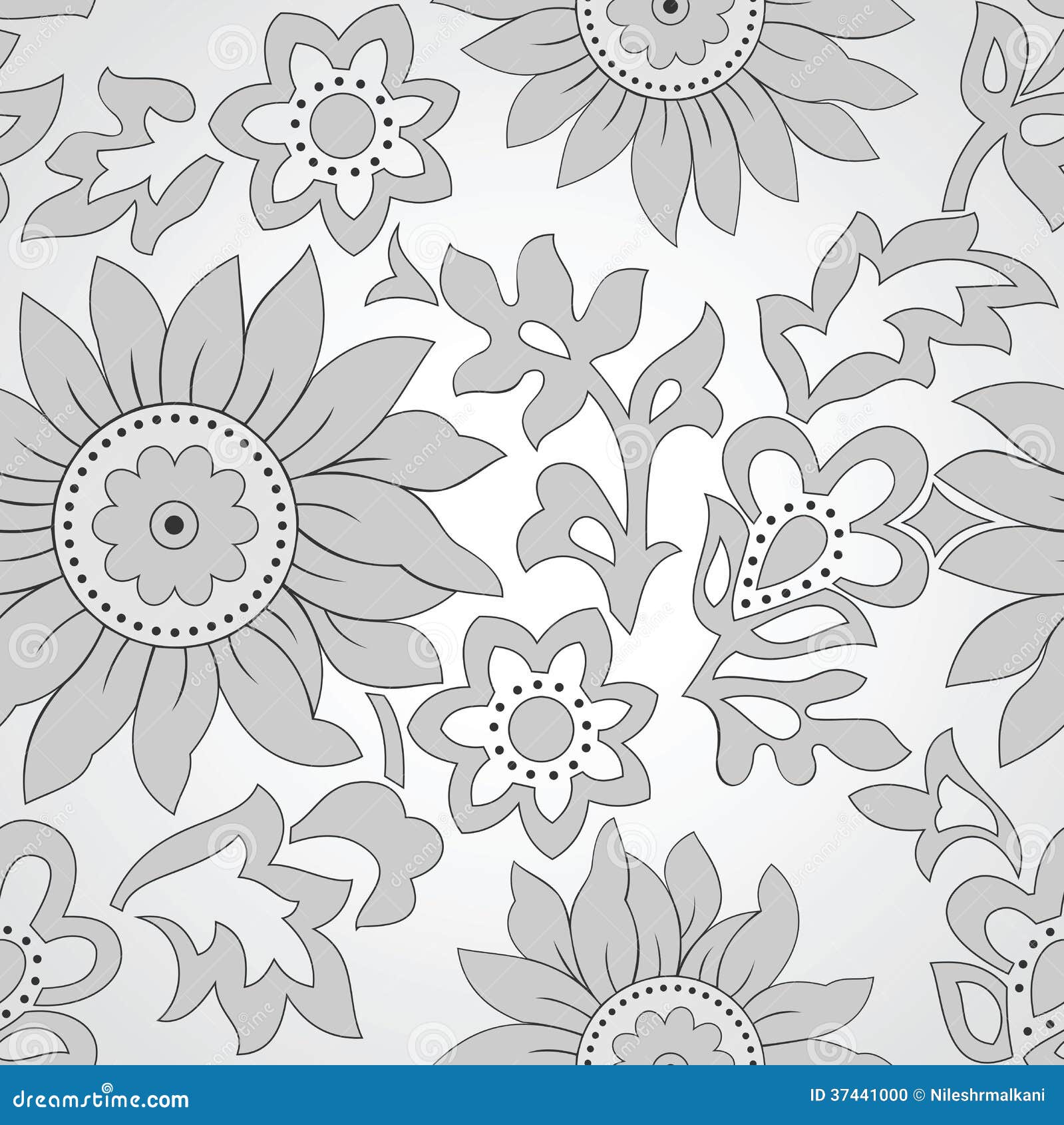 Seamless Silver Floral Background Stock Vector - Illustration of ornate ...