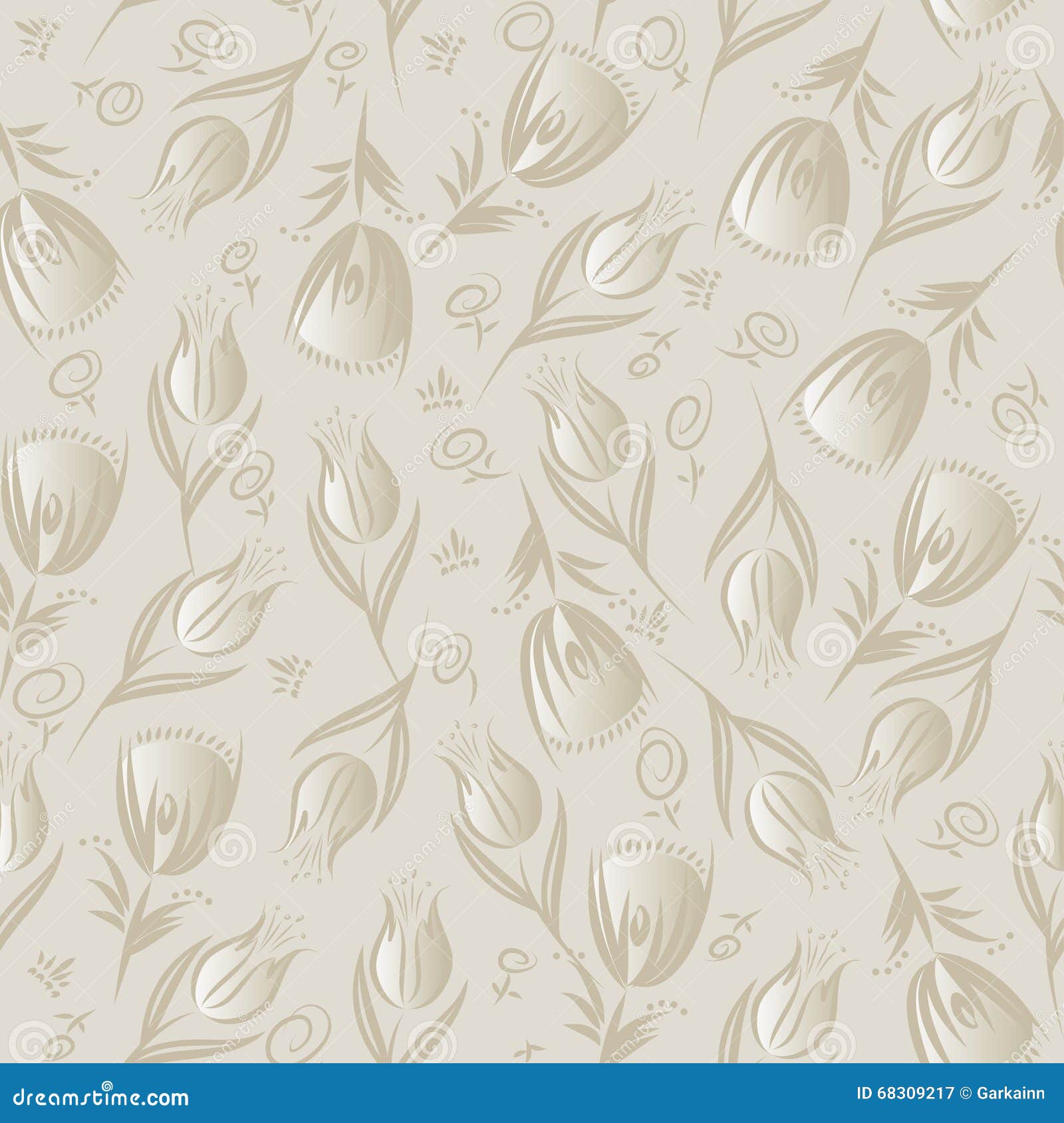 Seamless Silver Floral Vector Pattern Stock Vector - Illustration of ...