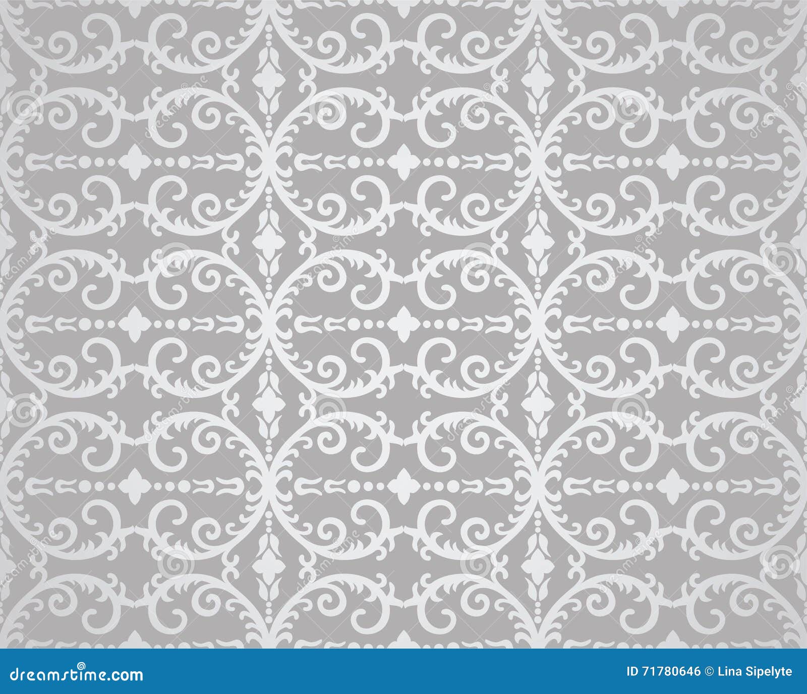 Seamless Silver Flowers and Foliage Wallpaper Stock Vector ...