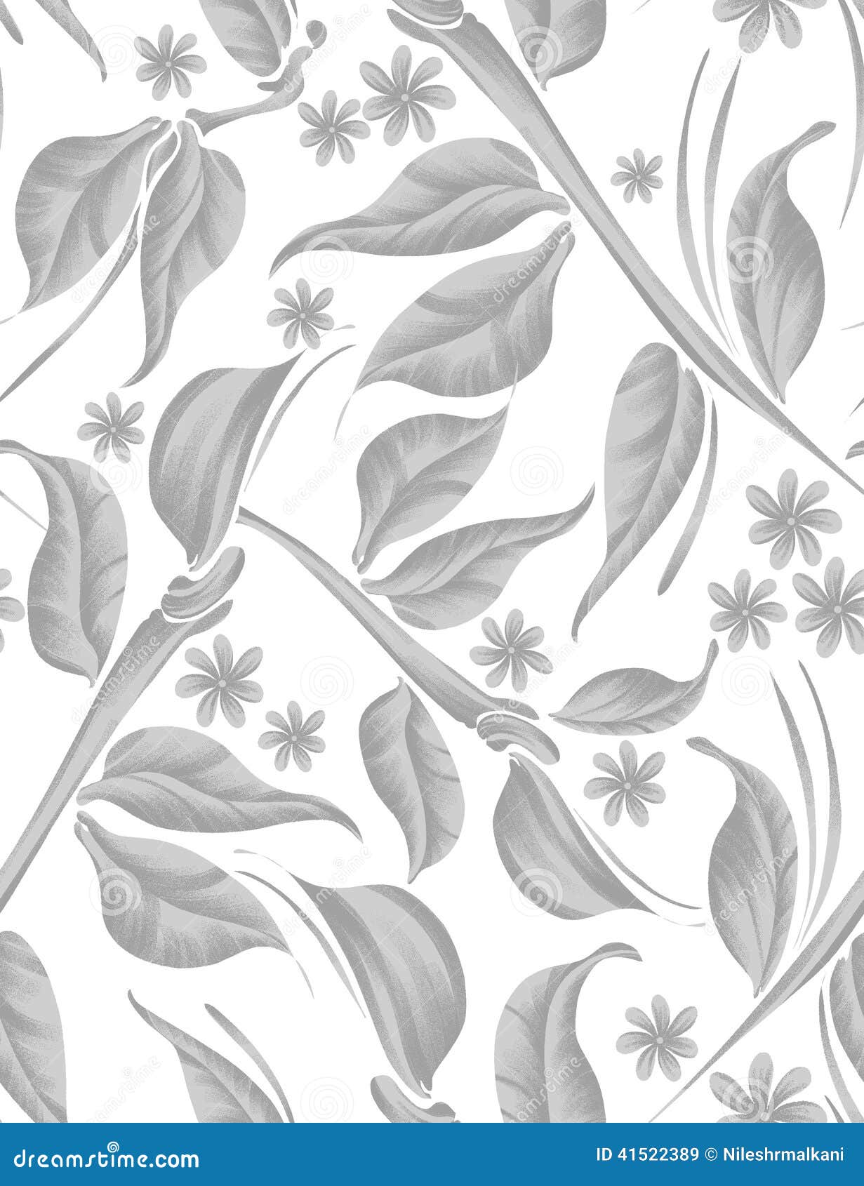 Seamless Silver Leaves Background Stock Illustration - Illustration of ...