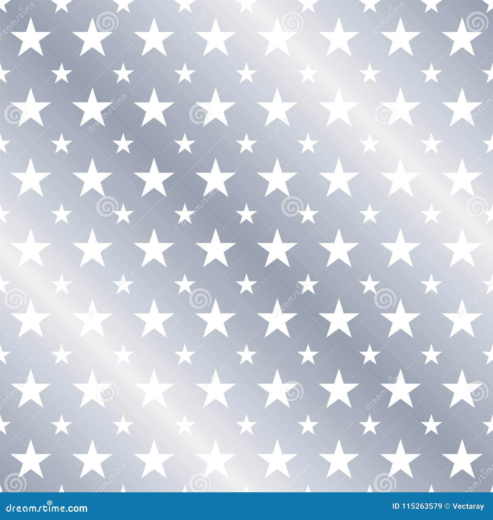 Seamless Silver Star Pattern Background. Stock Illustration ...
