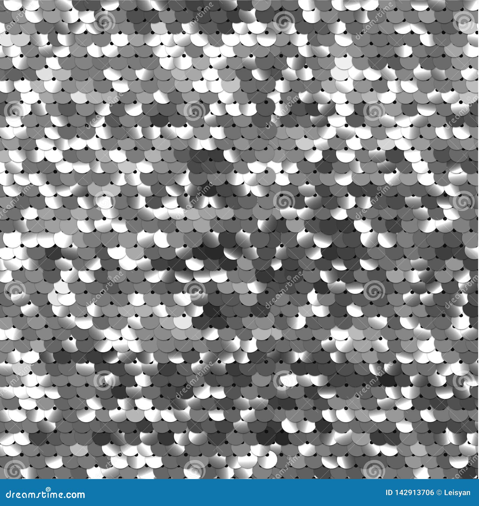 Seamless Silver Texture Of Fabric With Sequins Stock Vector