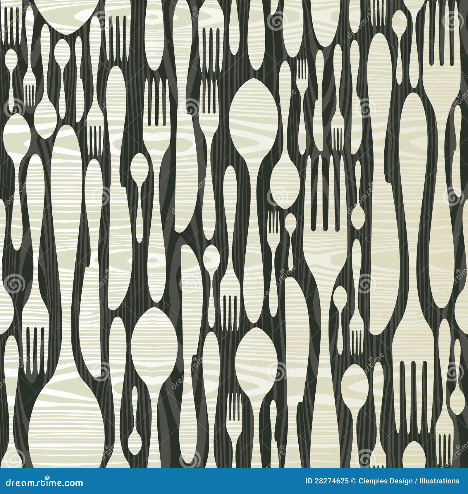Seamless Silverware Wooden Pattern Stock Vector - Illustration of menu ...