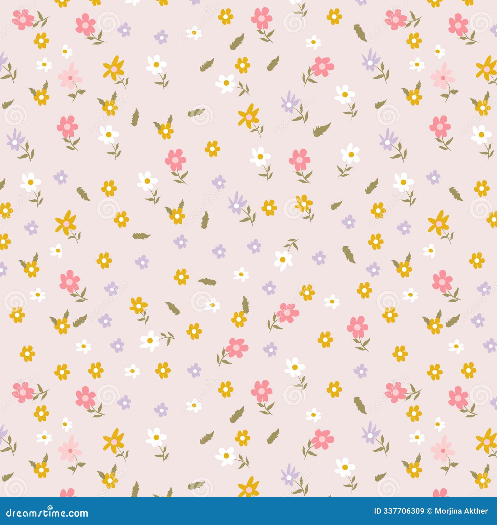Seamless Simple Beautiful Flower Pattern. Stock Illustration ...