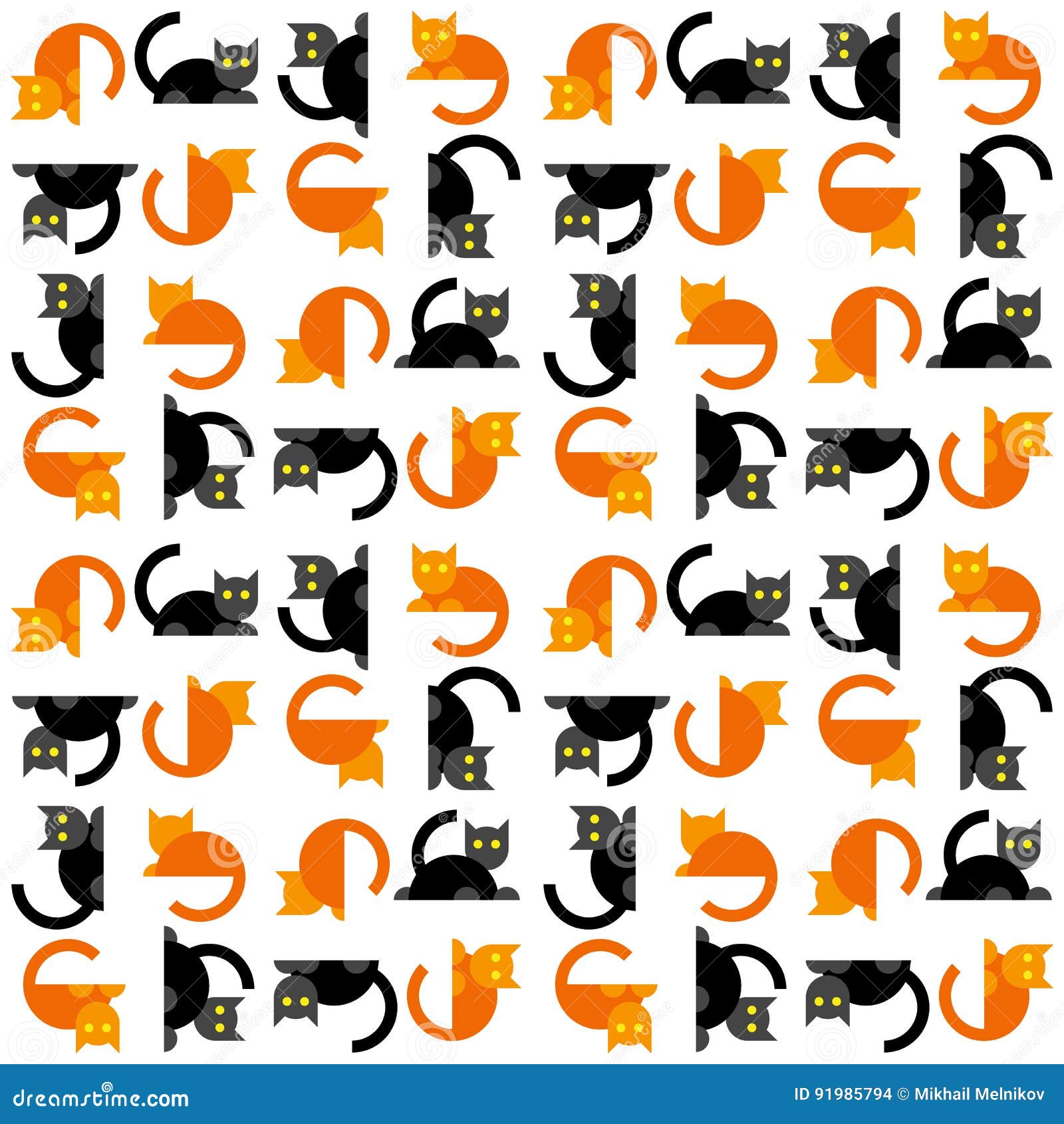 Seamless Simple Flat Cats Pattern Stock Vector - Illustration of ...