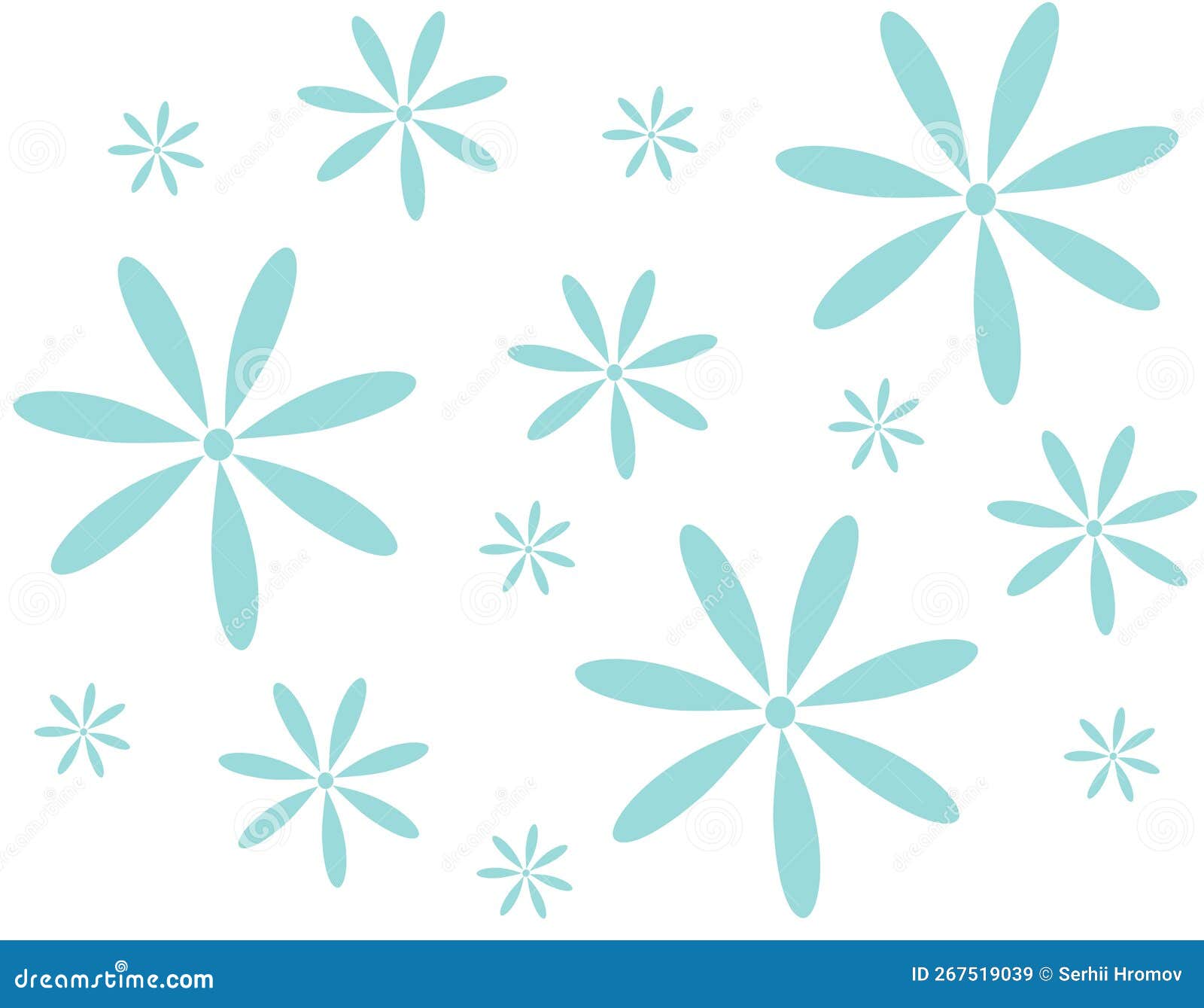 Seamless Simple Flat Pattern with Light Blue Spring Flowers on a White ...