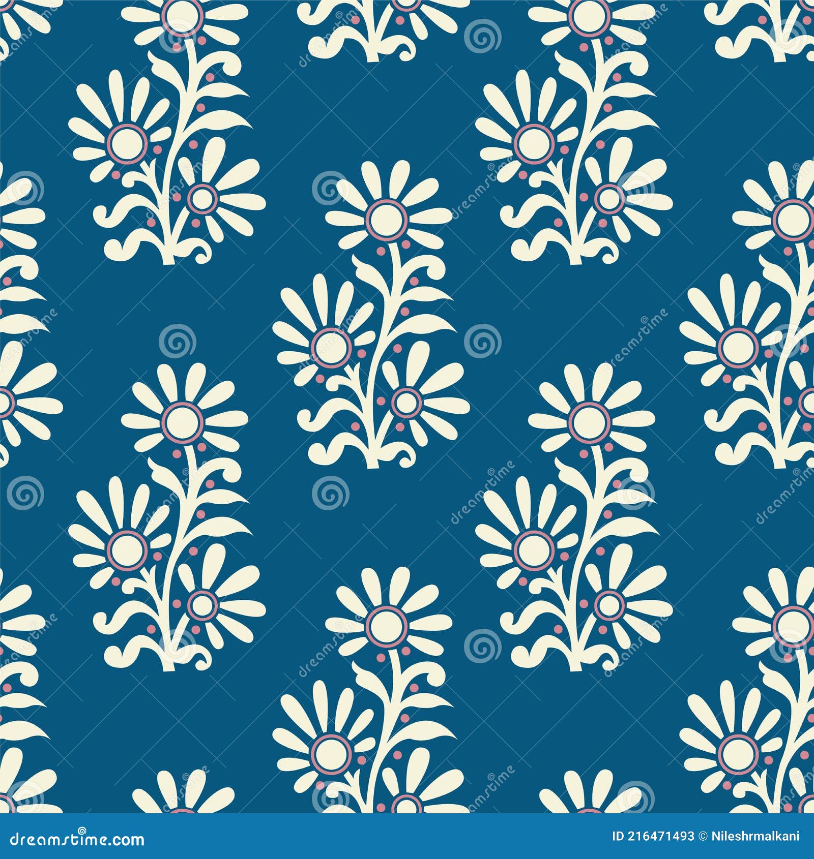 Seamless Simple Floral Wallpaper Pattern Stock Vector - Illustration of ...