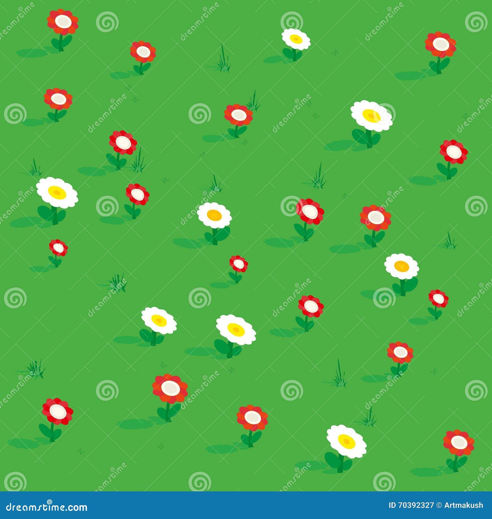 Seamless Simple Flowers Patterns Isometric View. Stock Vector ...