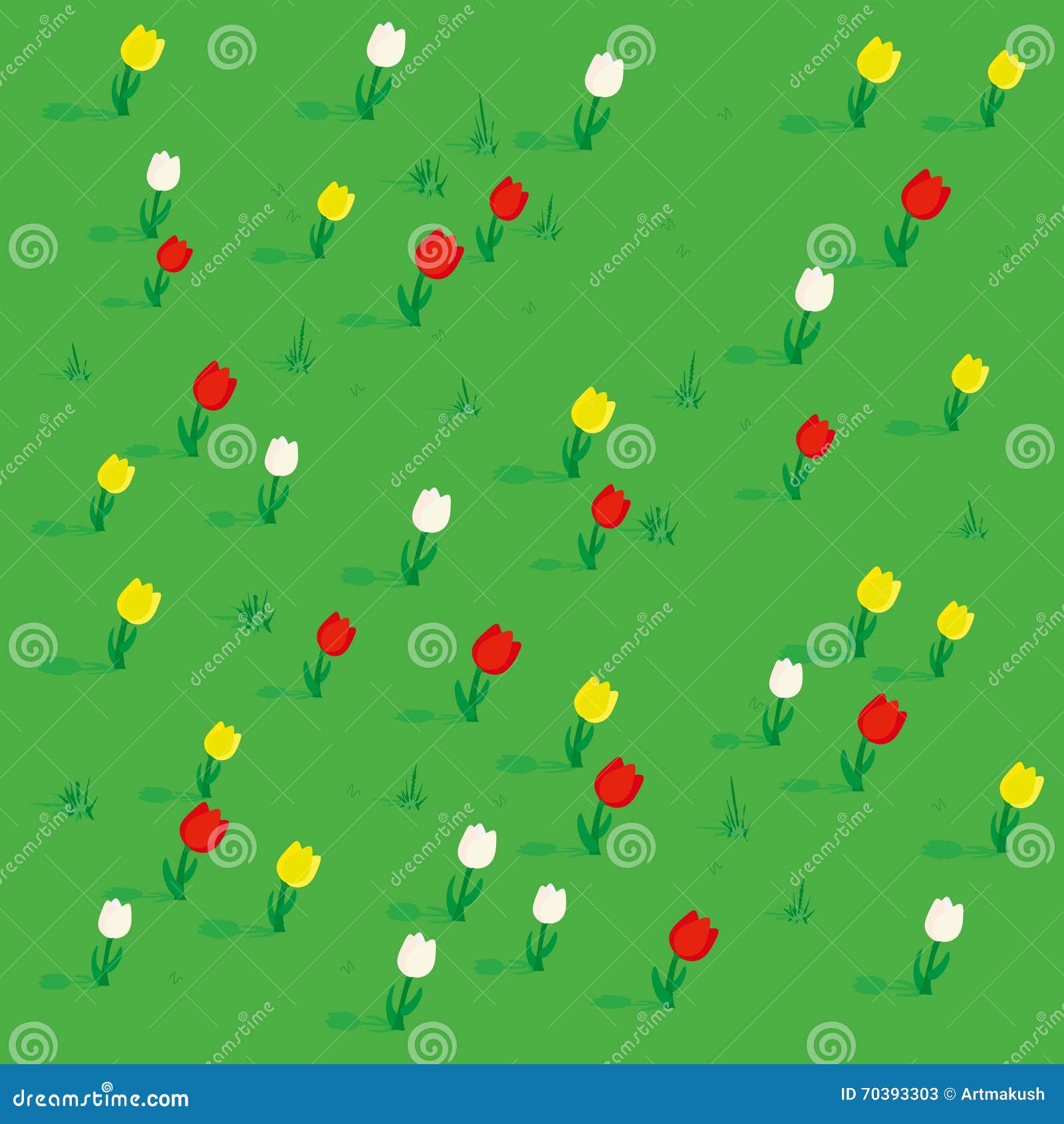 Seamless Simple Flowers Patterns Isometric View. Stock Vector ...