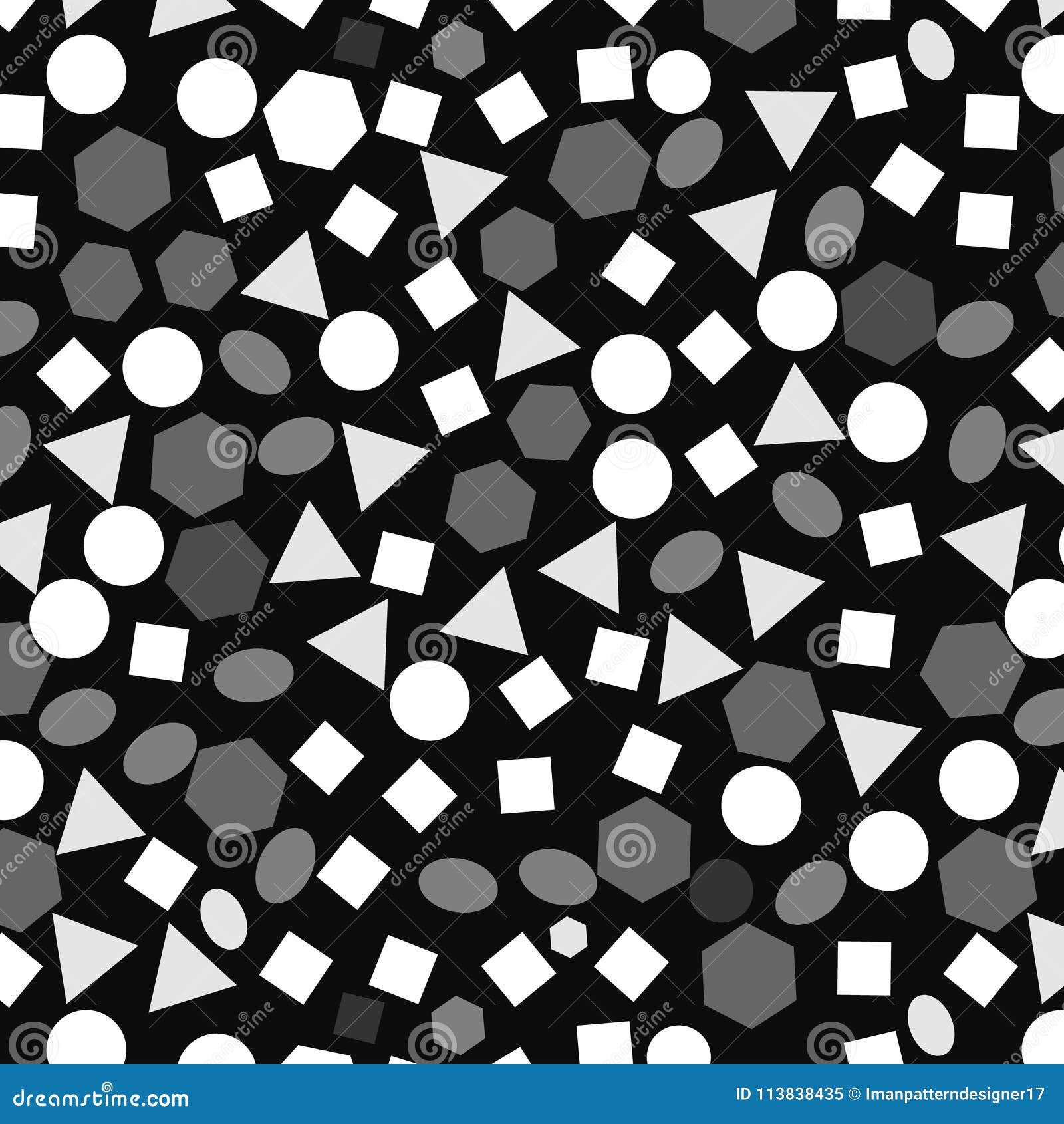 Seamless Simple Geometric Pattern in Grey, Black and White Stock Vector ...