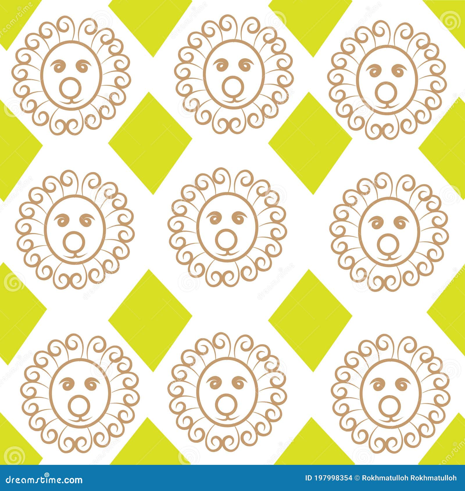 Seamless Simple Lion Head Vector Design Stock Vector - Illustration of ...