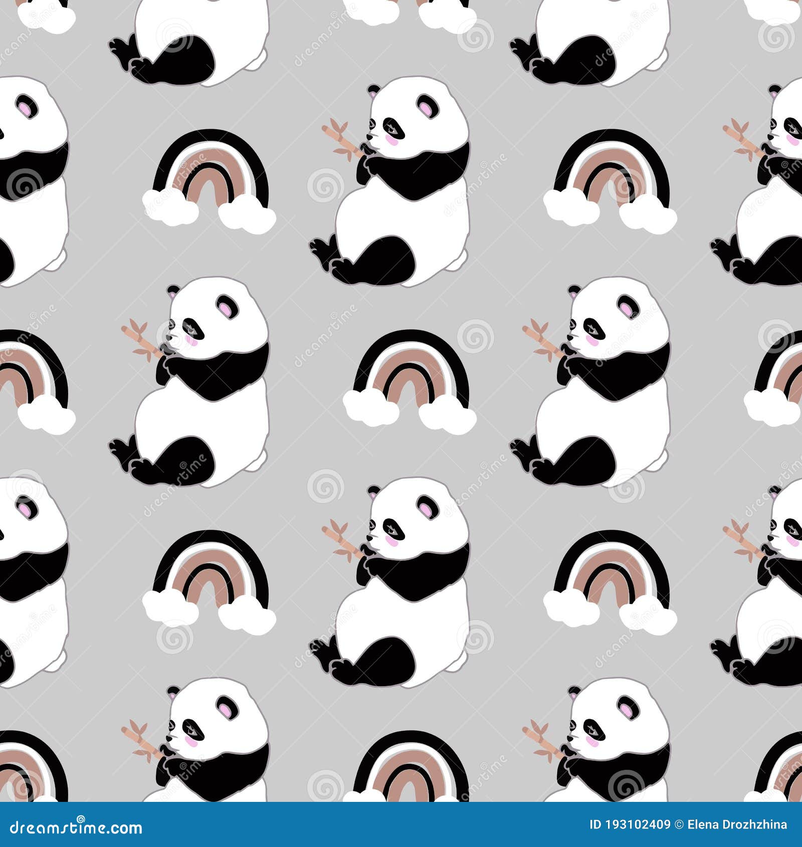 Simple Panda Face Pattern On White Background On Striped Background ...