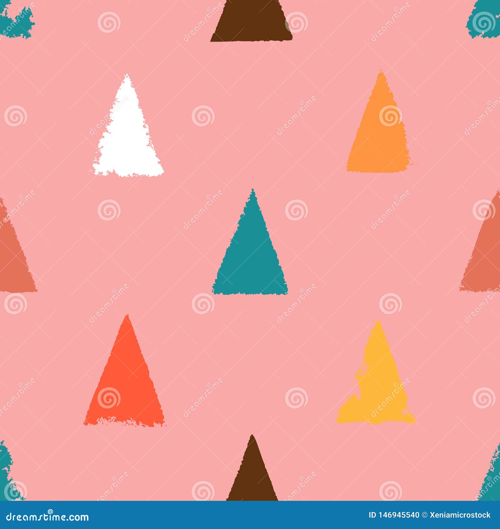 Seamless Simple Pattern with Colored Triangles Painted with Paint on a ...