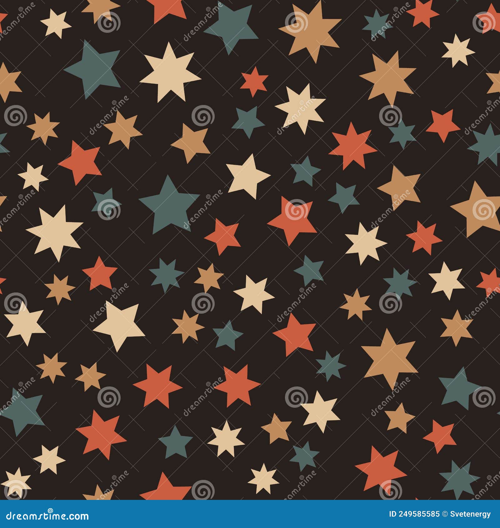 Seamless Simple Pattern with Colorful Stars on a Dark Background. Stock ...