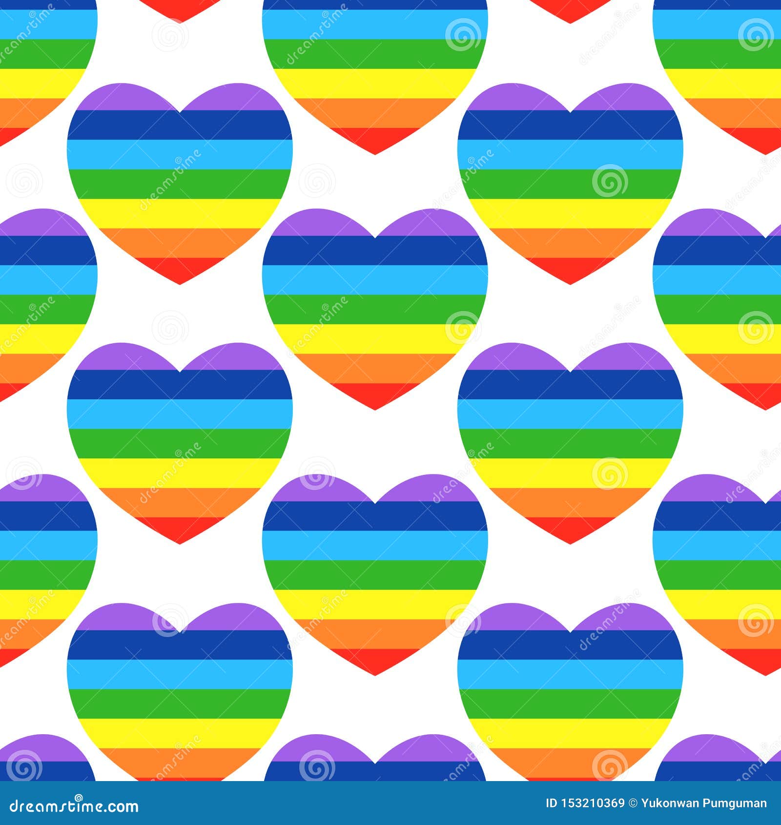Seamless Simple Pattern Watercolor Rainbow Heart on White Background ...