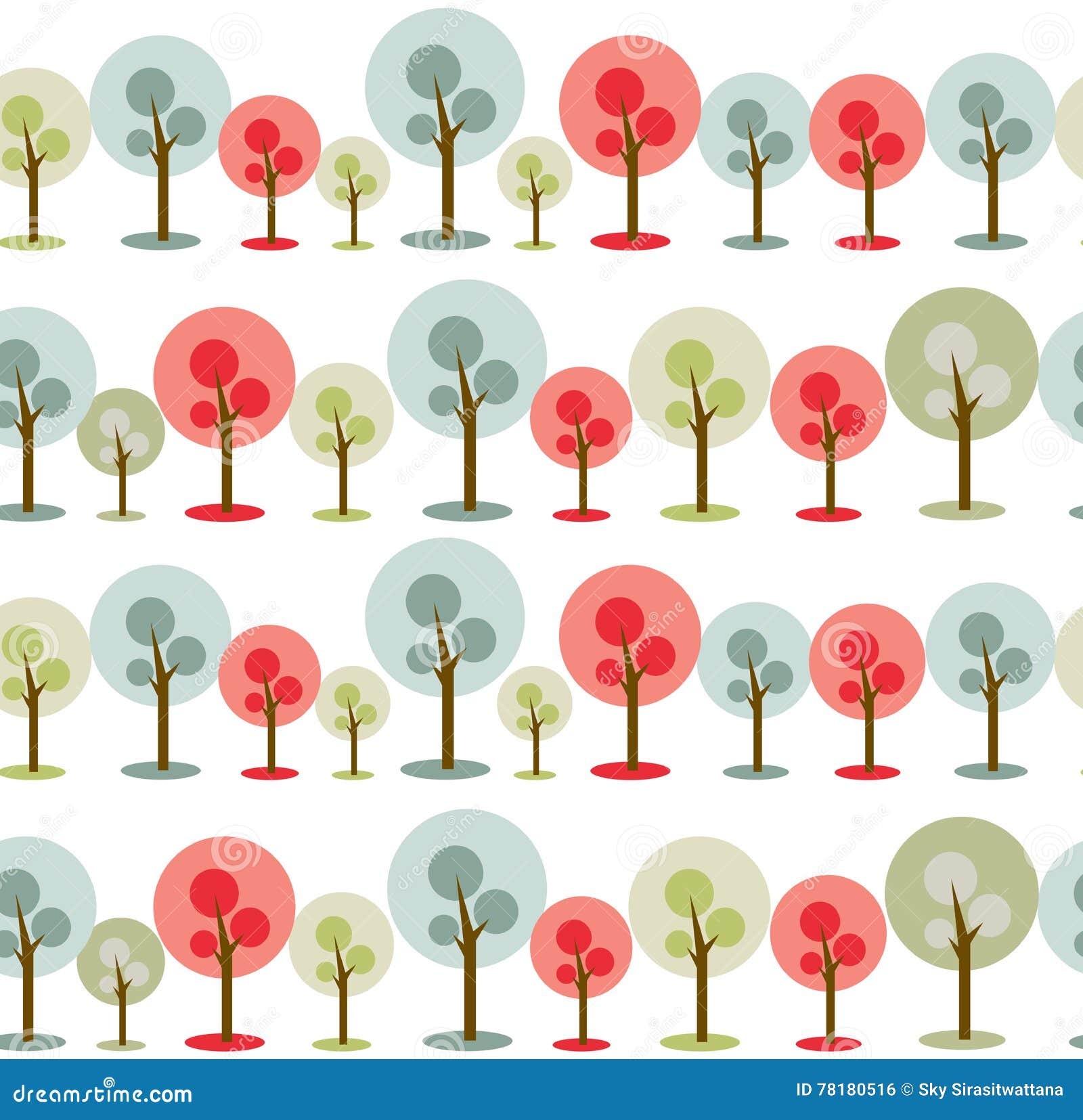 Seamless Simple Trees Pattern on White Background. Icon and Symbol ...
