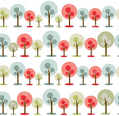 Seamless Simple Trees Pattern on White Background. Icon and Symbol ...