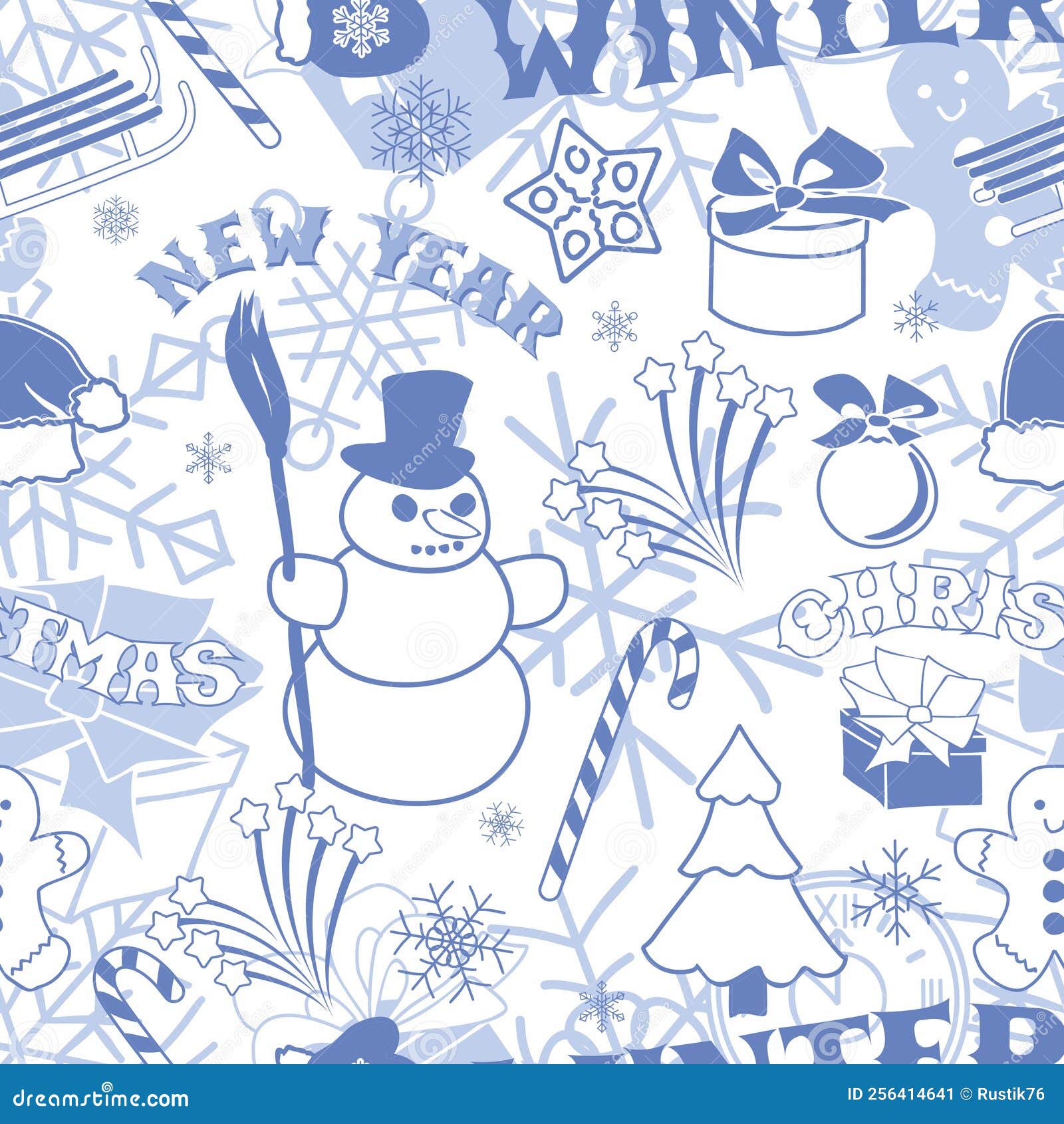 Seamless Simplified Pattern on a Winter Theme with Blue Elements on a ...