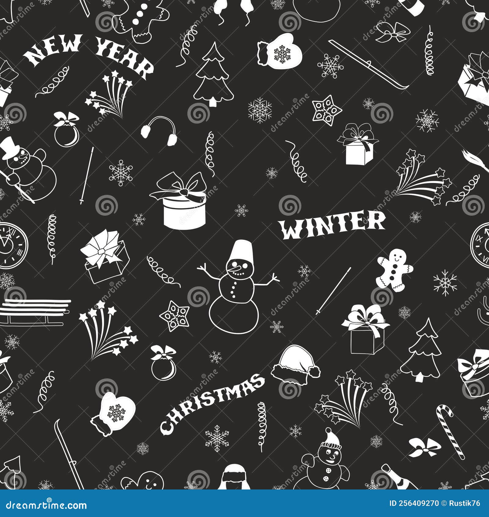 Seamless Simplified Pattern on a Winter Theme with White Elements on a ...