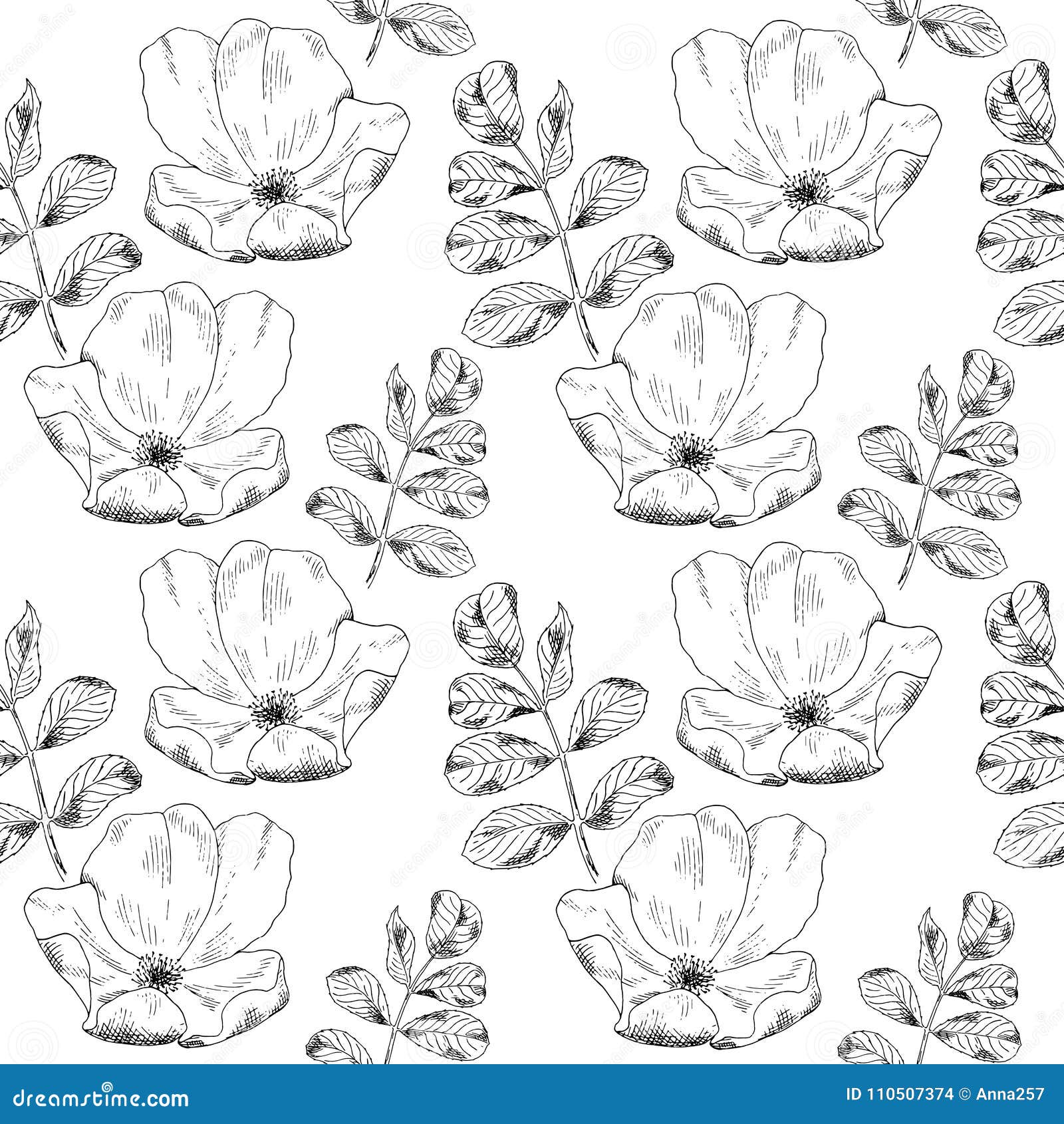 Seamless Sketch Briar Template Background Stock Vector - Illustration ...