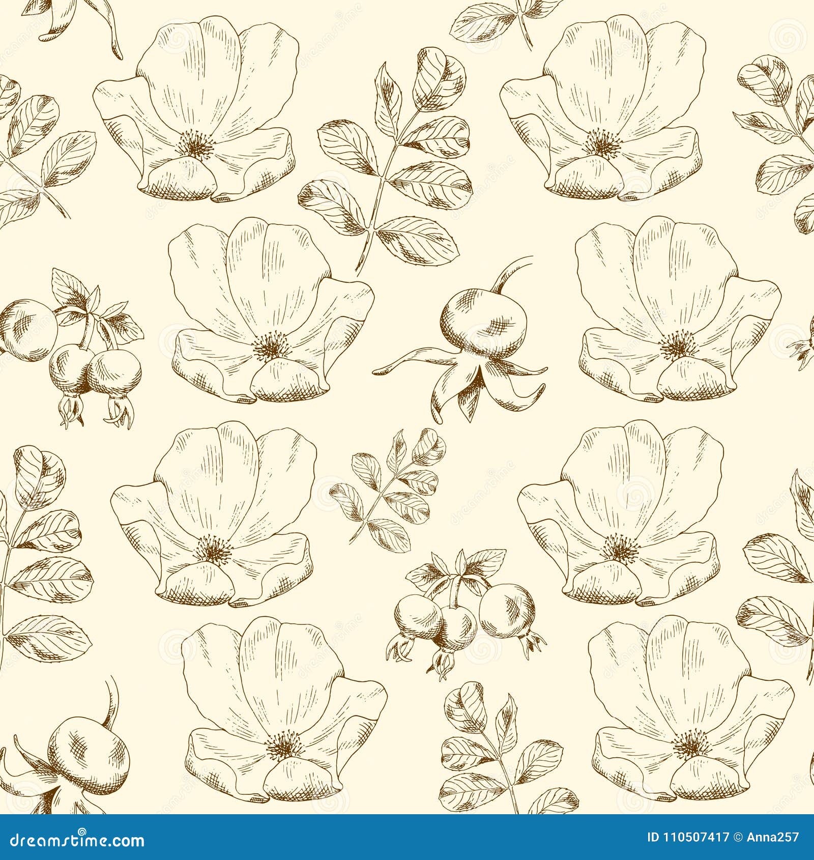 Seamless Sketch Briar Template Background Stock Vector - Illustration ...