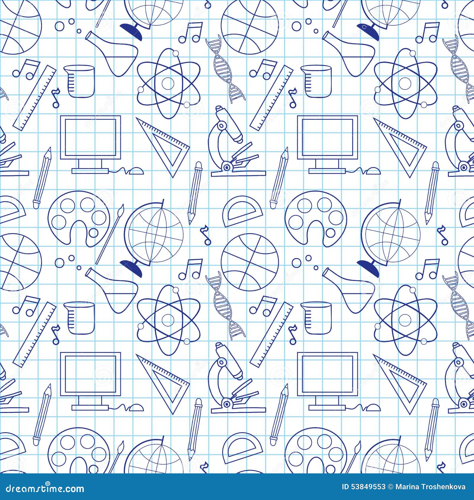 Seamless Sketch of Education Doddle Elements. Stock Vector ...