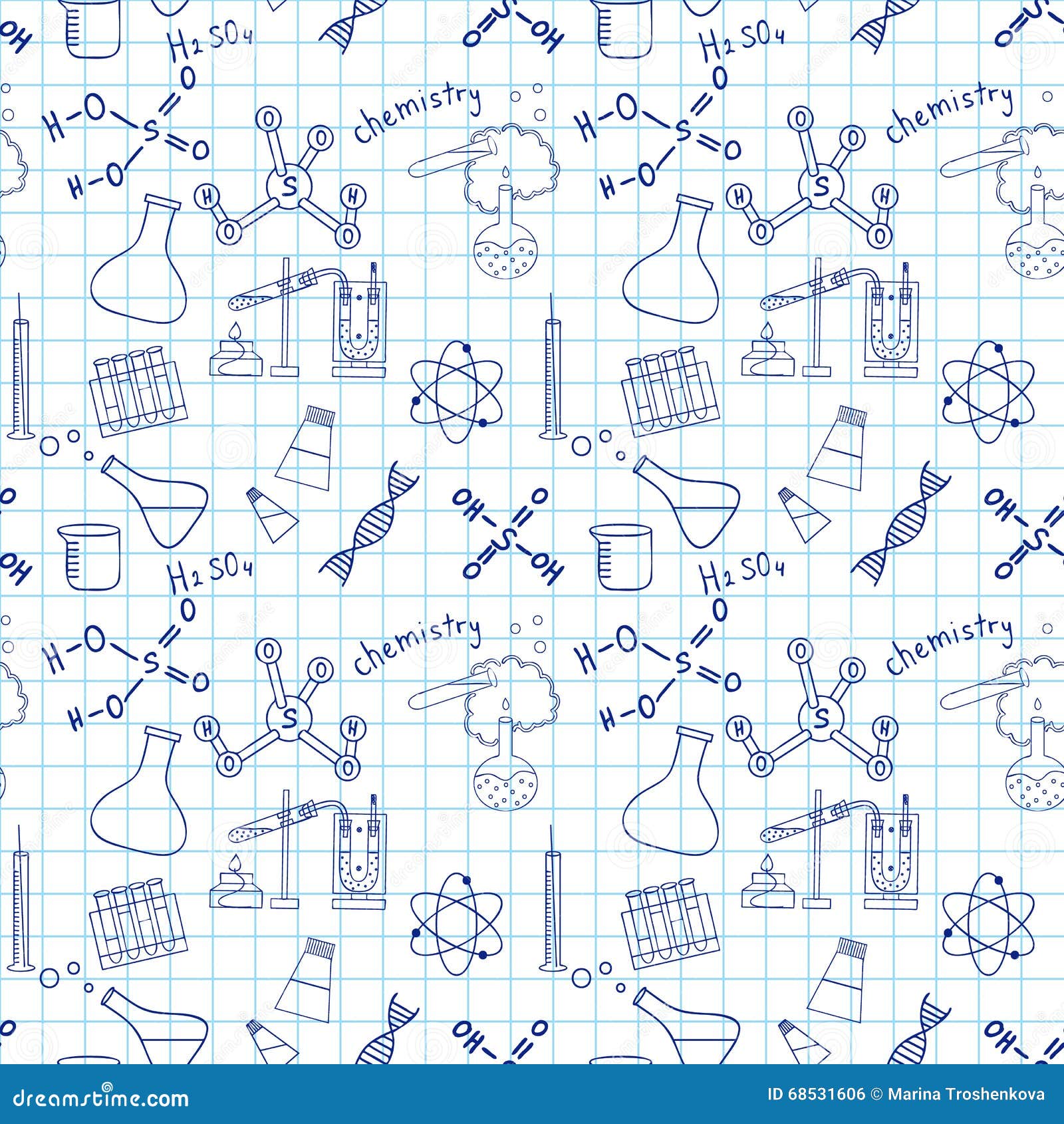 Seamless Sketch of Science Doddle Elements. Stock Vector - Illustration ...