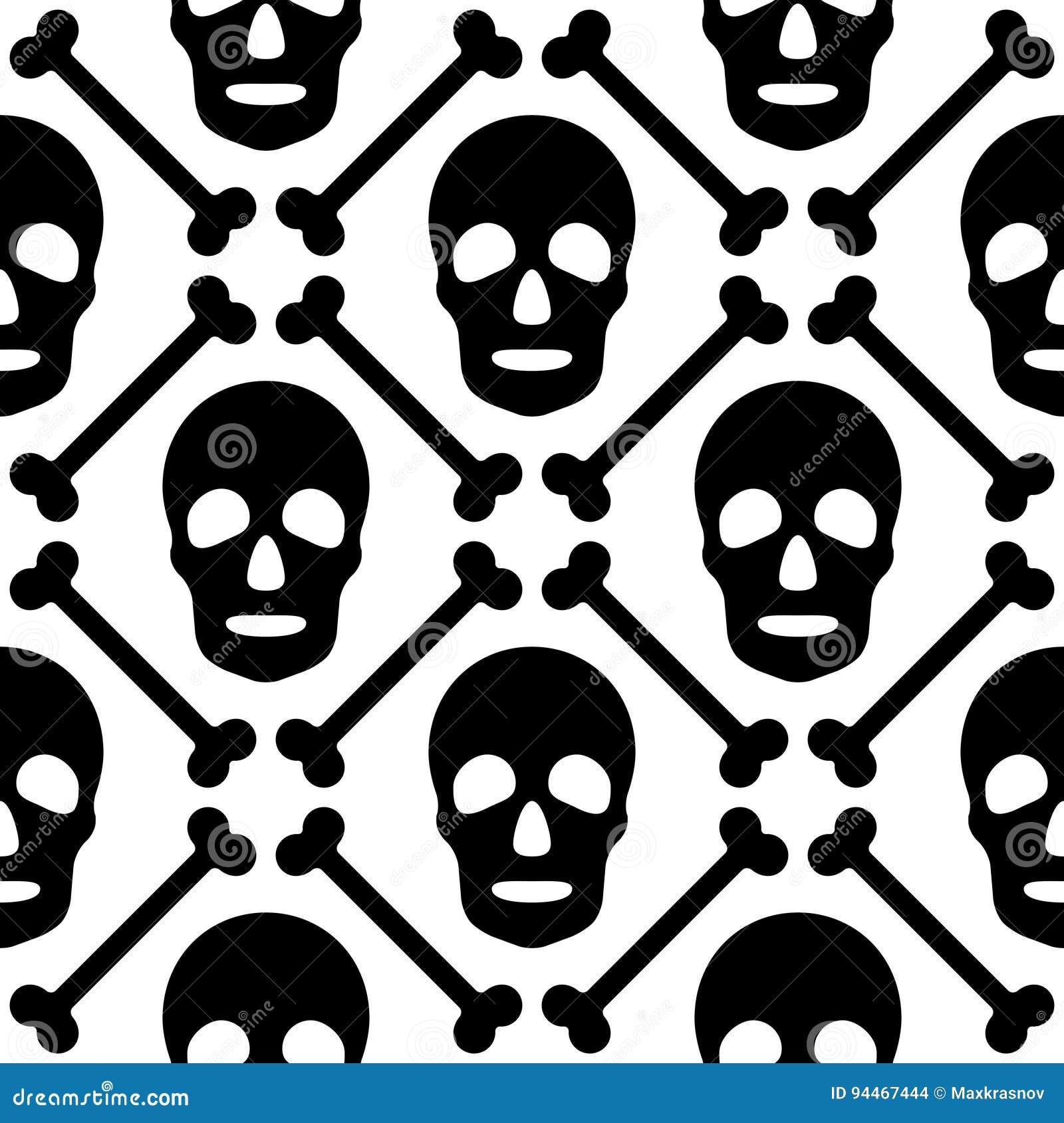 Seamless Skull Pattern stock vector. Illustration of fabric - 94467444