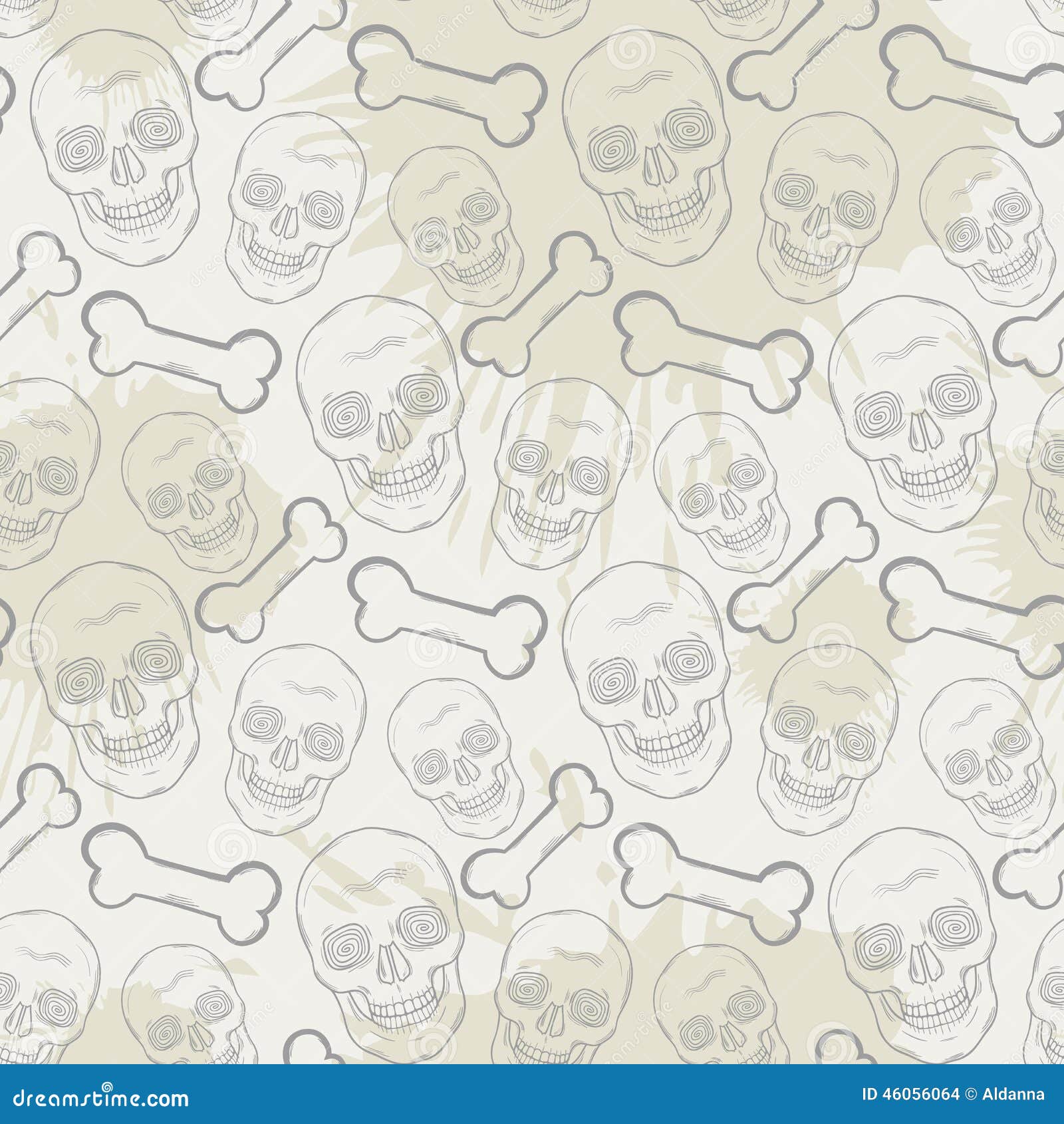 Seamless Skull And Bone Pattern On White Background In . Background Of ...