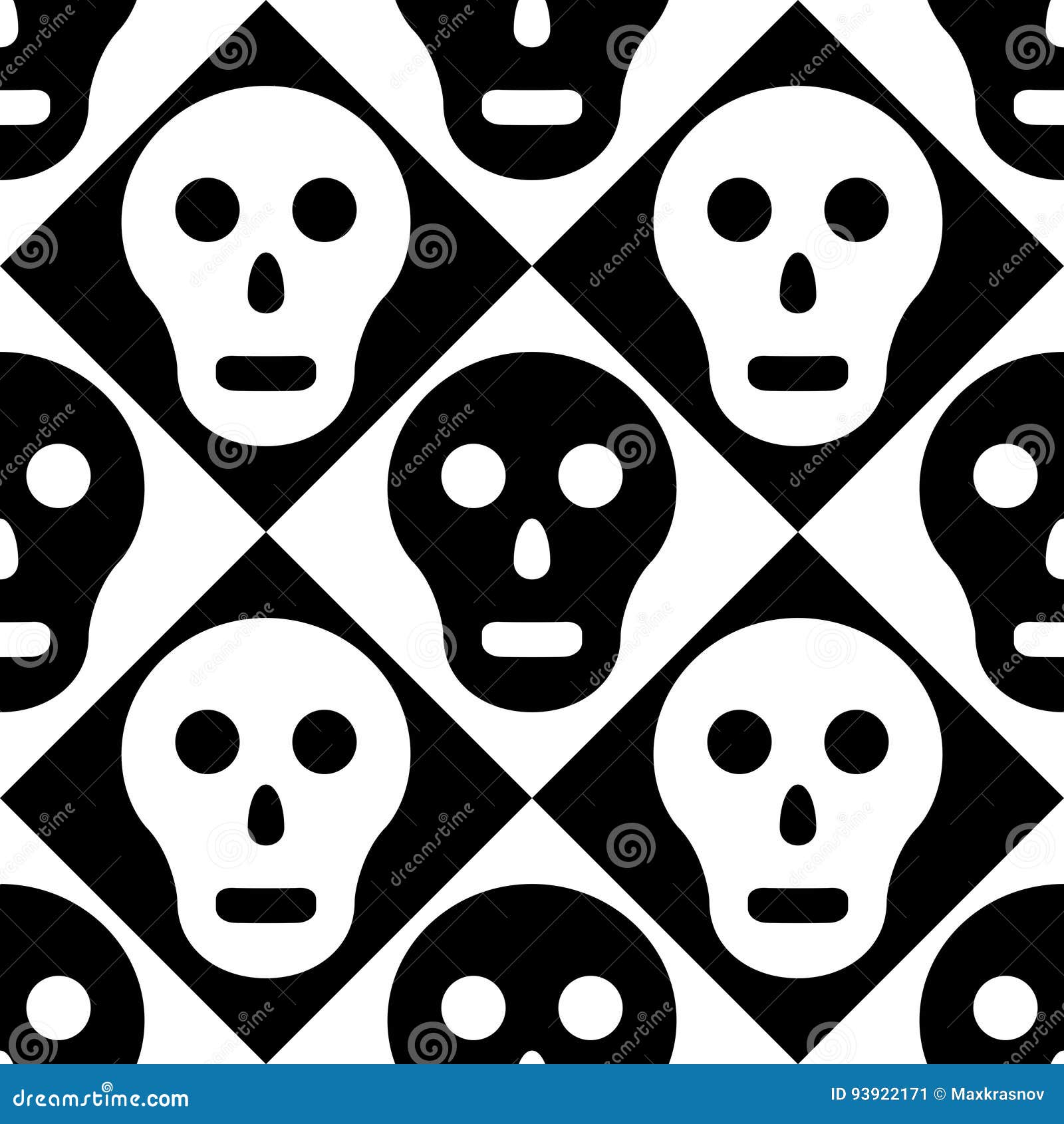 Seamless Skull and Square Pattern Stock Vector - Illustration of ...