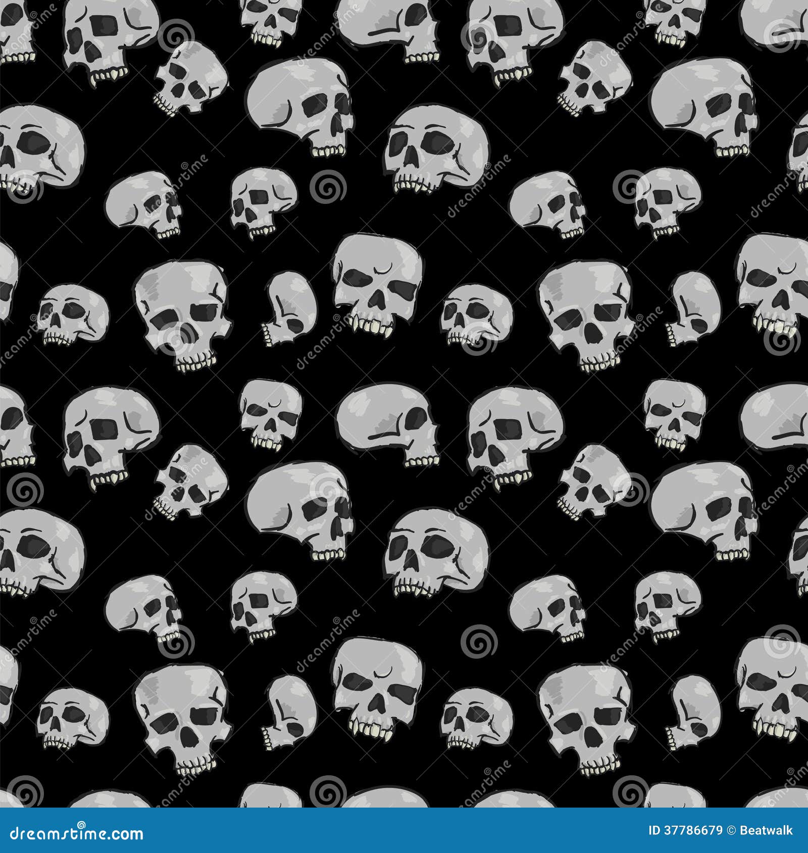 Seamless Skulls Black stock vector. Illustration of fabric - 37786679