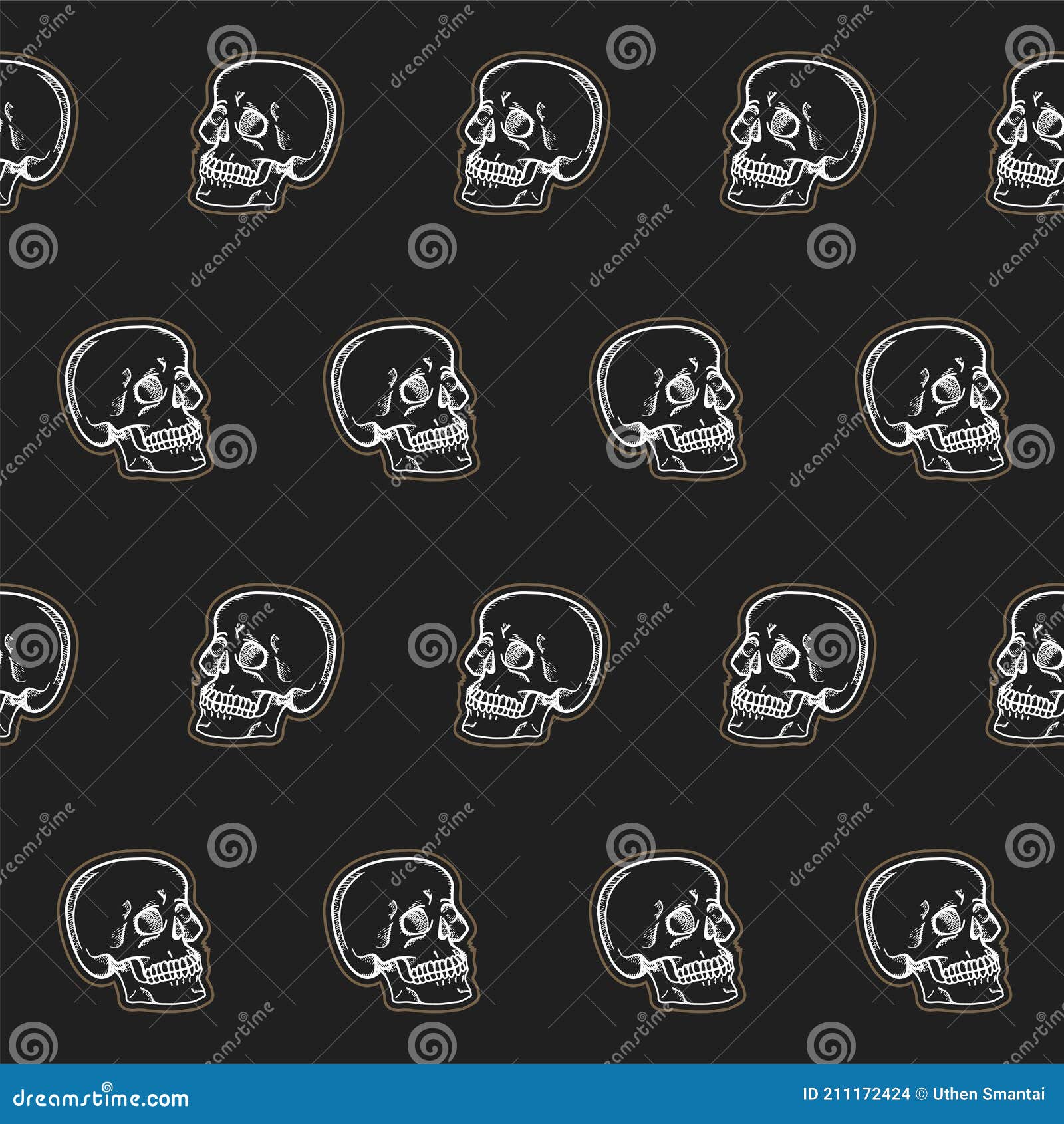 Seamless skulls pattern stock vector. Illustration of bone - 211172424