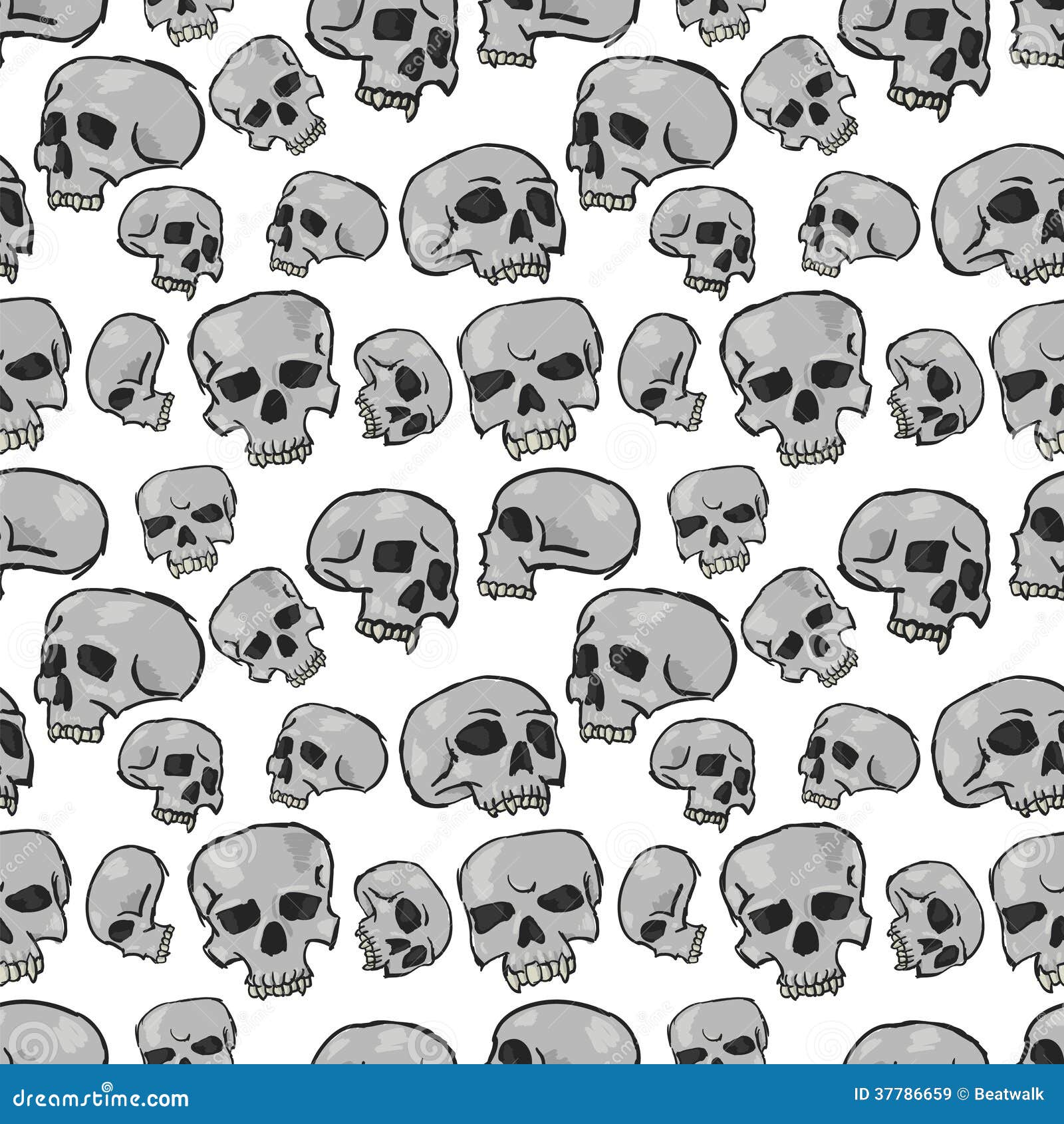 Seamless Skulls White stock vector. Illustration of cheerful - 37786659