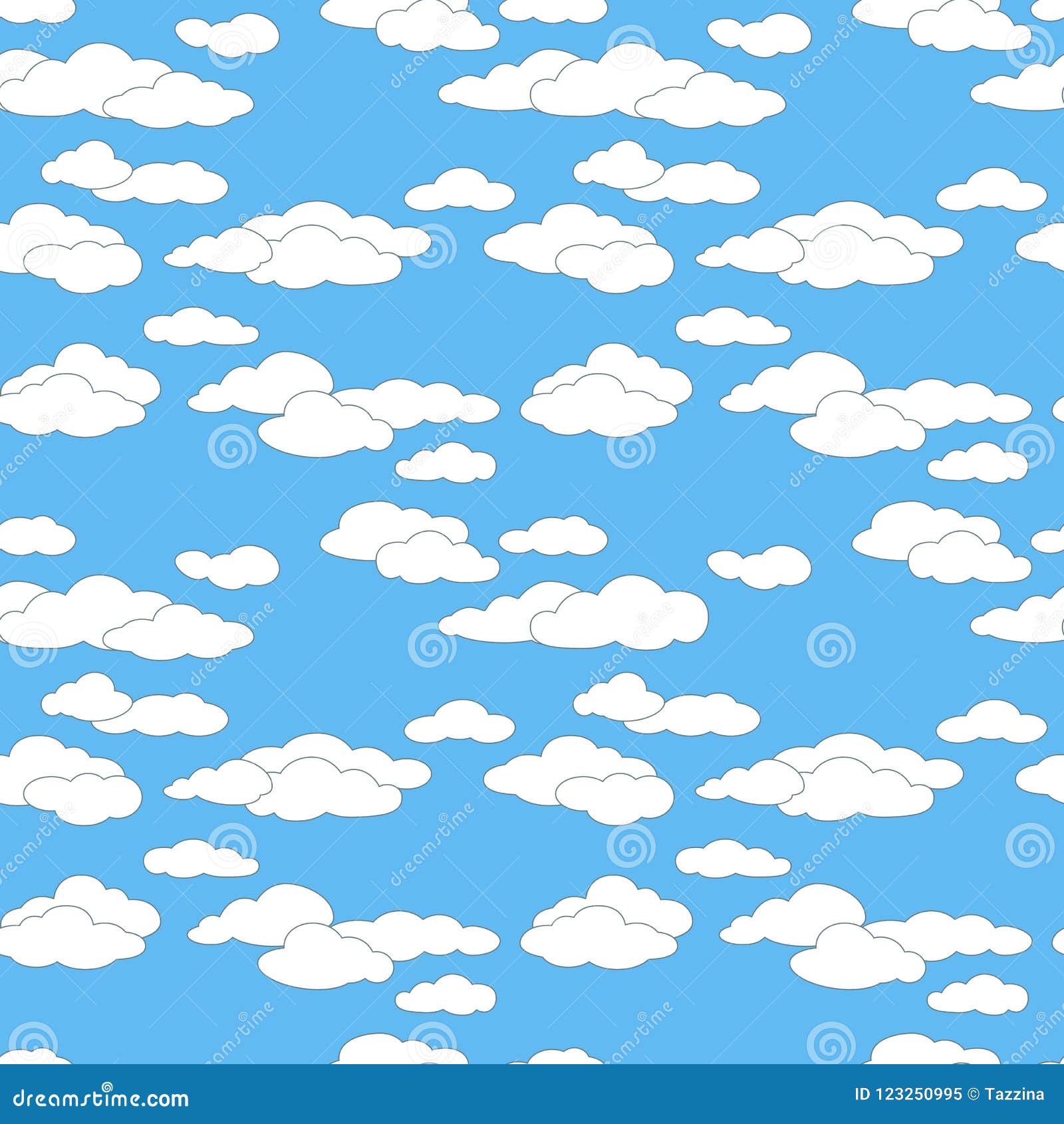 Seamless Sky Pattern with Clouds Stock Vector - Illustration of blue ...
