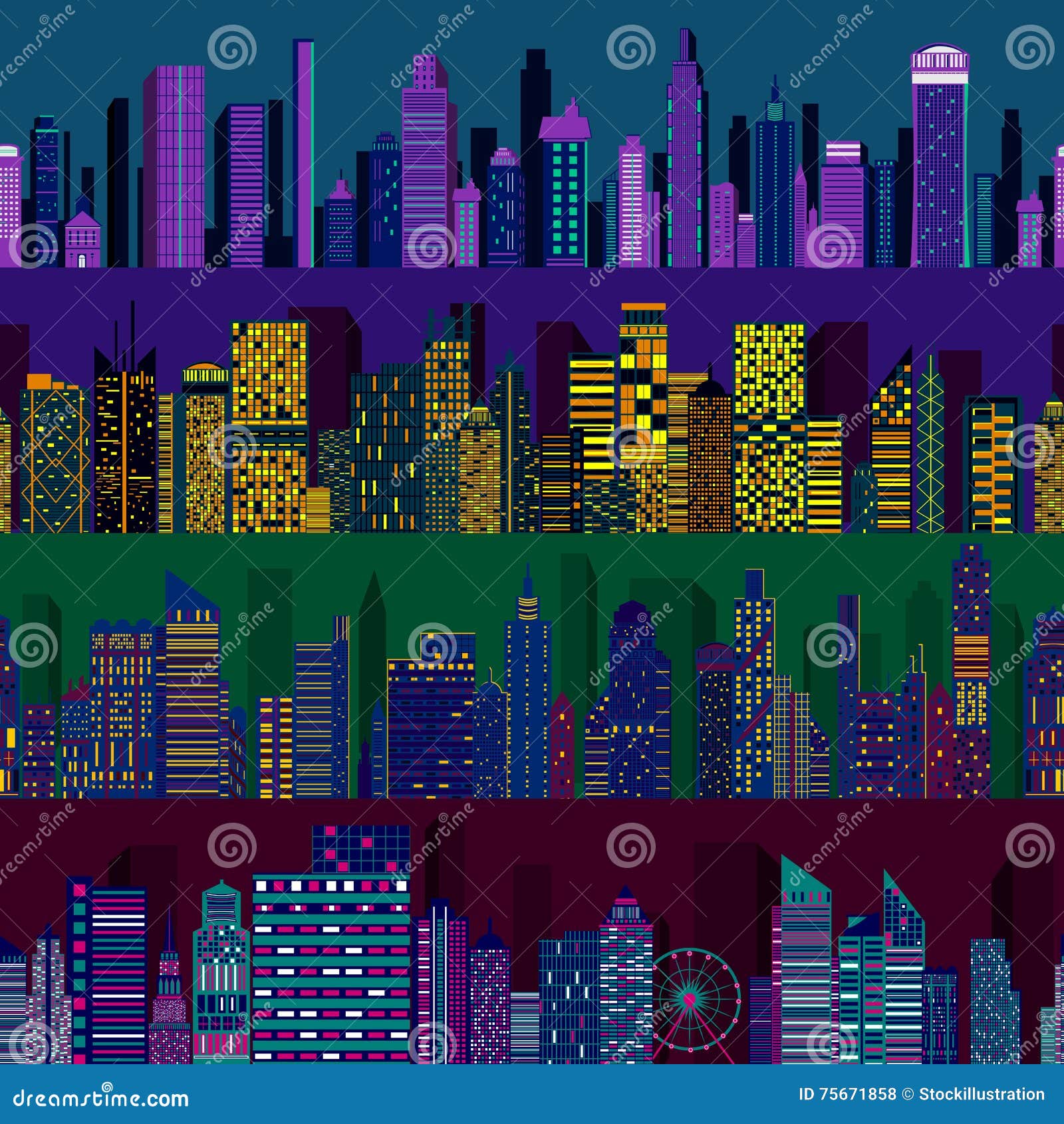 Seamless Skyscraper Building Pattern Stock Vector - Illustration of ...