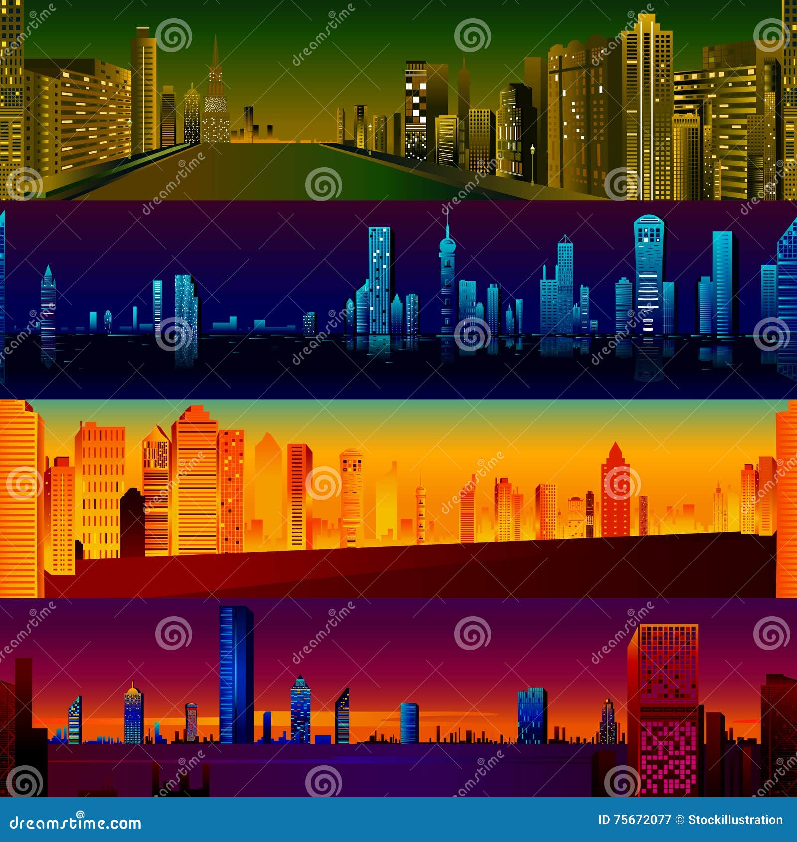 Seamless Skyscraper Building Pattern Stock Vector - Illustration of ...