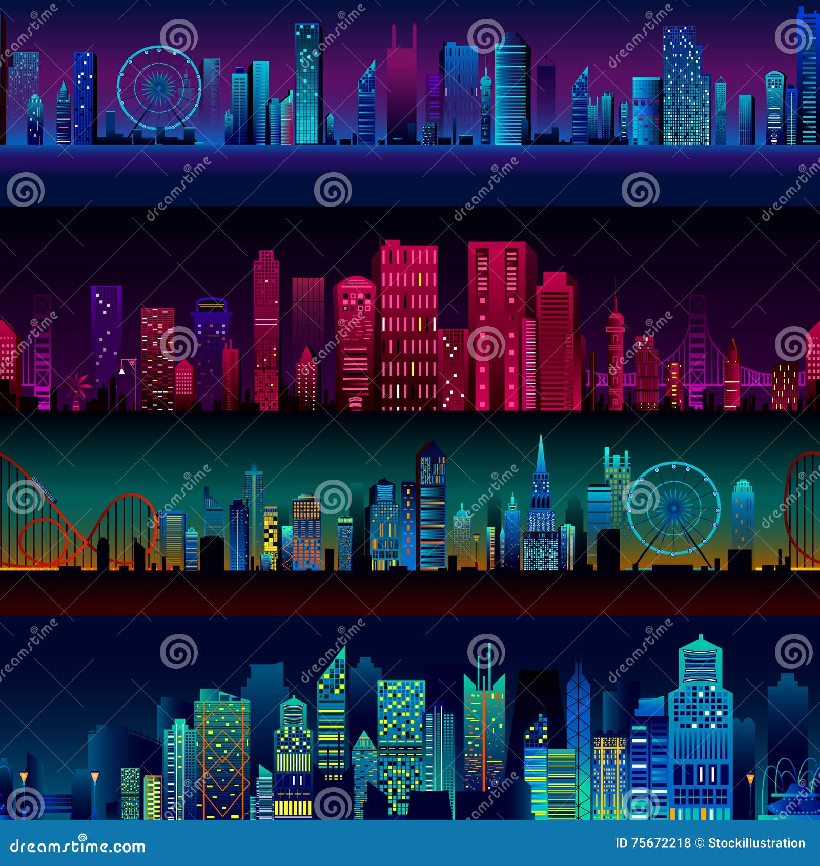 Seamless Skyscraper Building Pattern Stock Vector - Illustration of ...