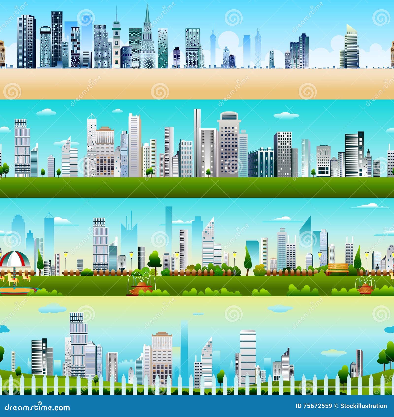 Seamless Skyscraper Building Pattern Vector Illustration ...