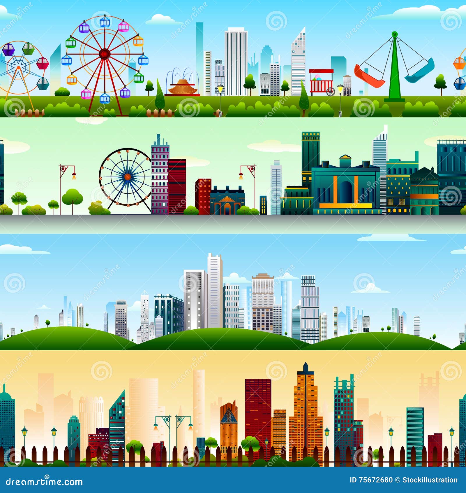 Seamless Skyscraper Building Pattern Vector Illustration ...